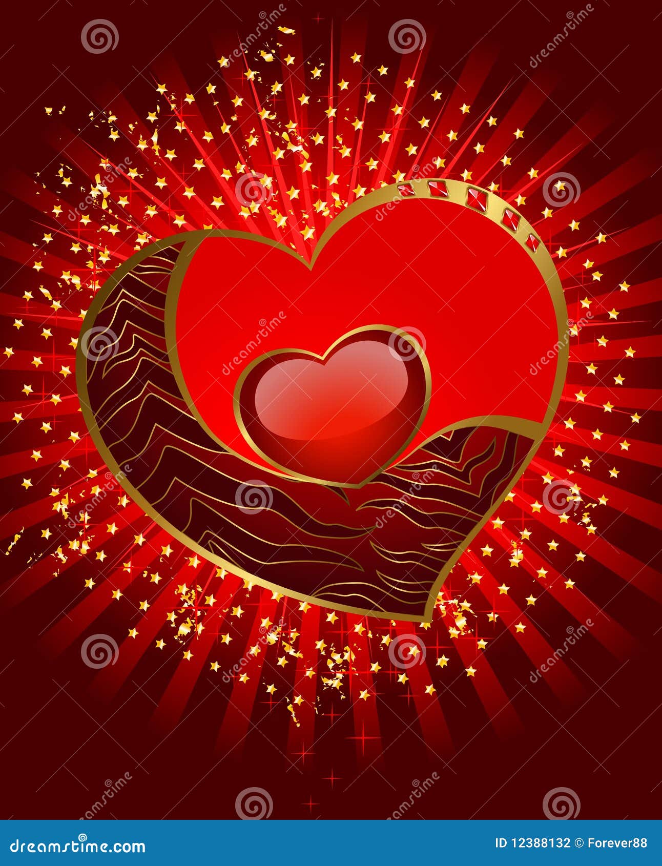 Beautiful red heart stock vector. Illustration of pattern - 12388132
