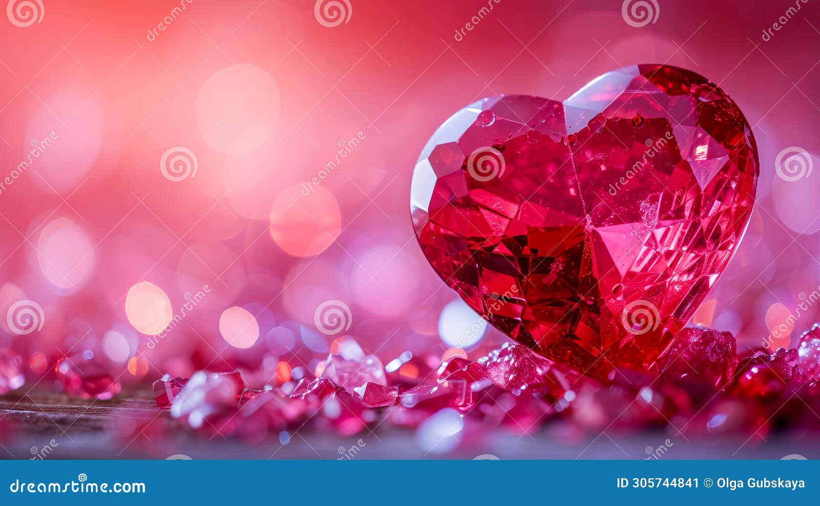 Beautiful Red Heart Made of Ruby Gemstone on a Pink Background. AI ...