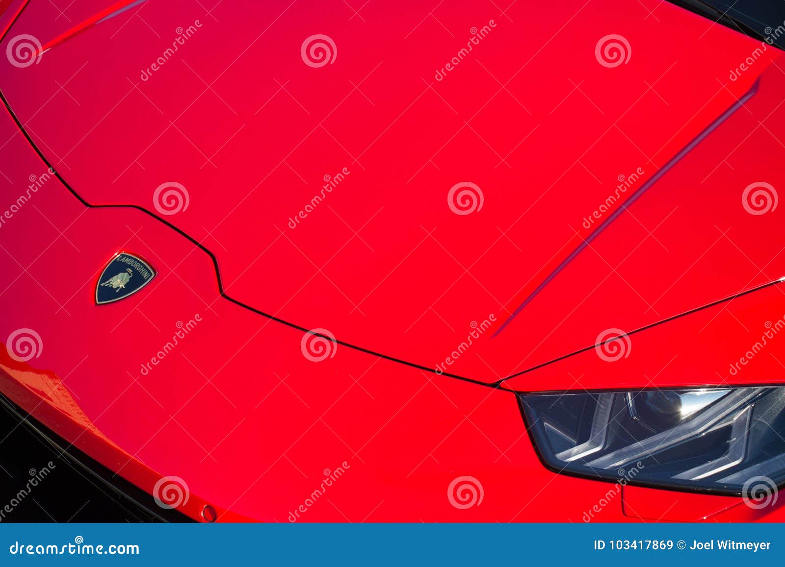 Red Lamborghini Hood editorial stock image. Image of shape - 103417869