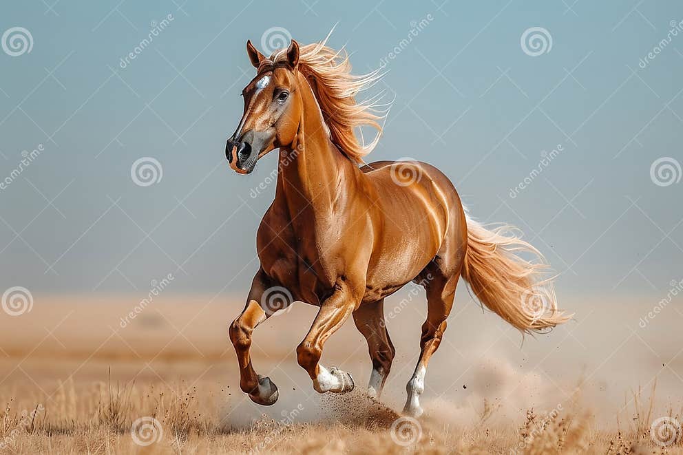 Beautiful Red Horse Galloping on the Field Stock Photo - Image of white ...