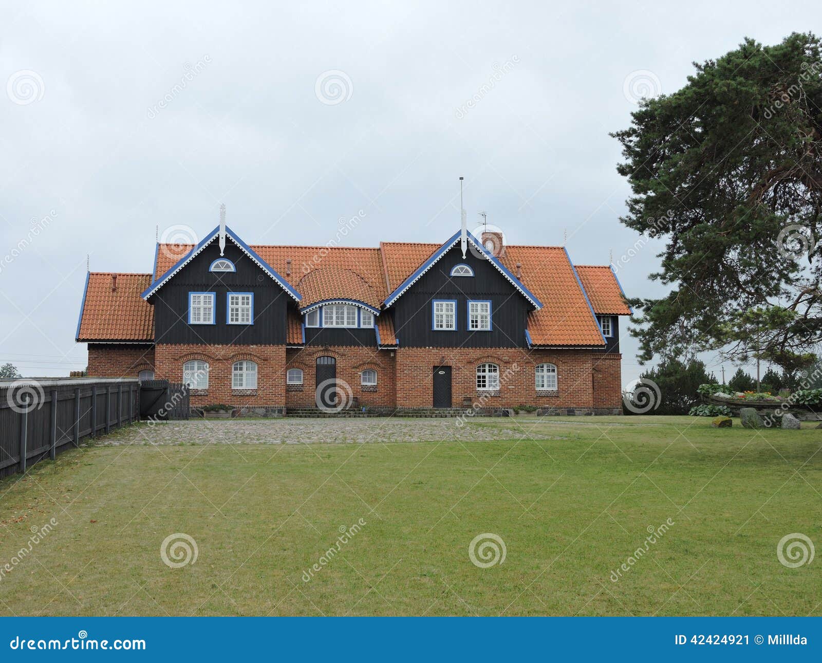 Beautiful red house stock image. Image of view, place - 42424921