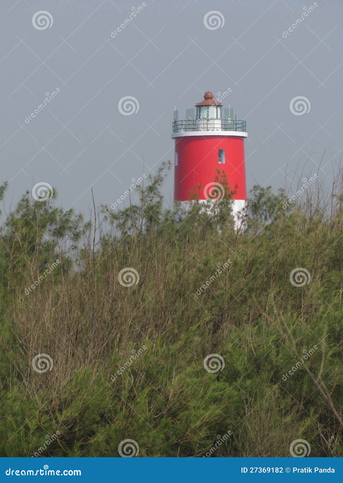 Red forest lighthouse stock photo. Image of colour, think - 27369182