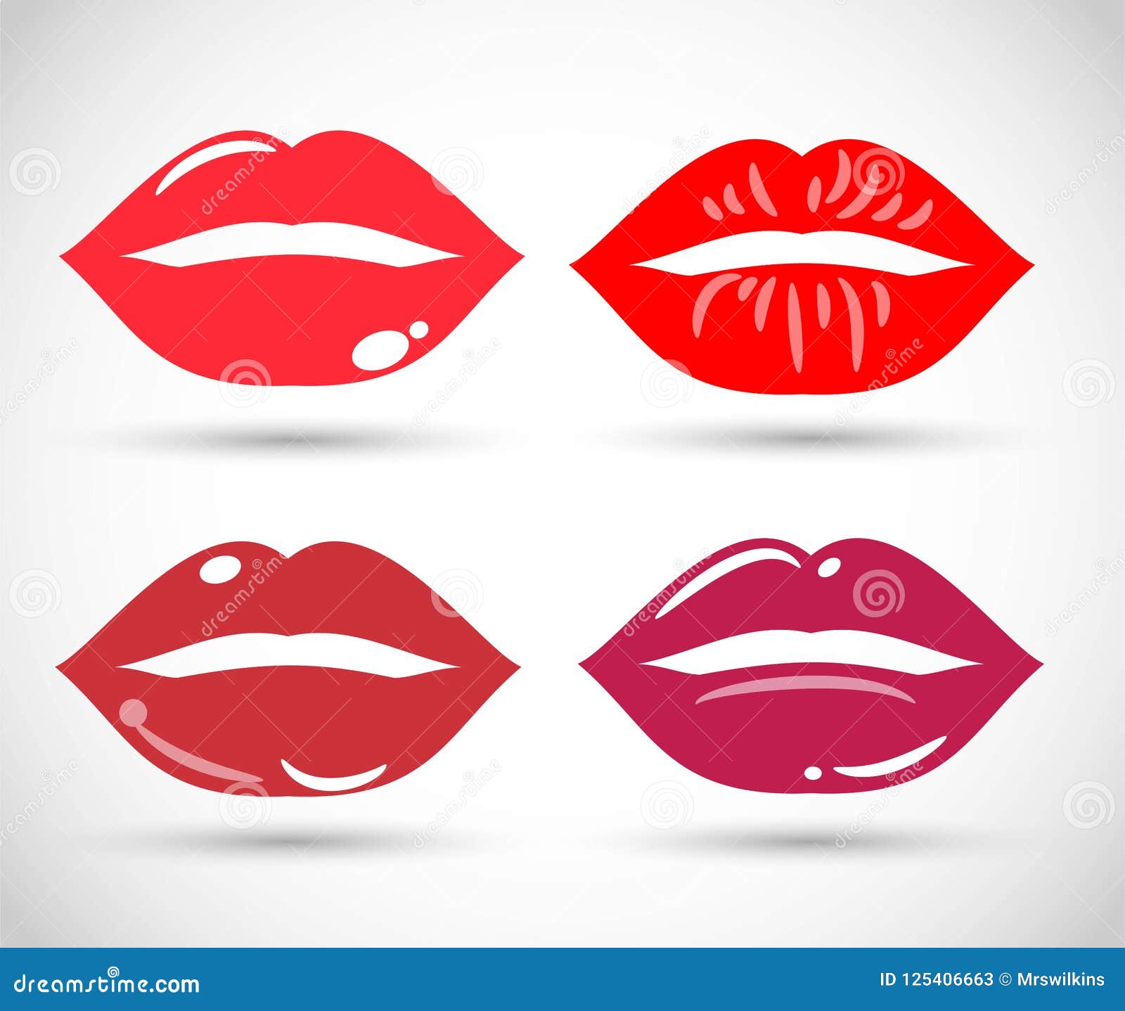 Beautiful Red Lips Icons Collection Stock Illustration Illustration