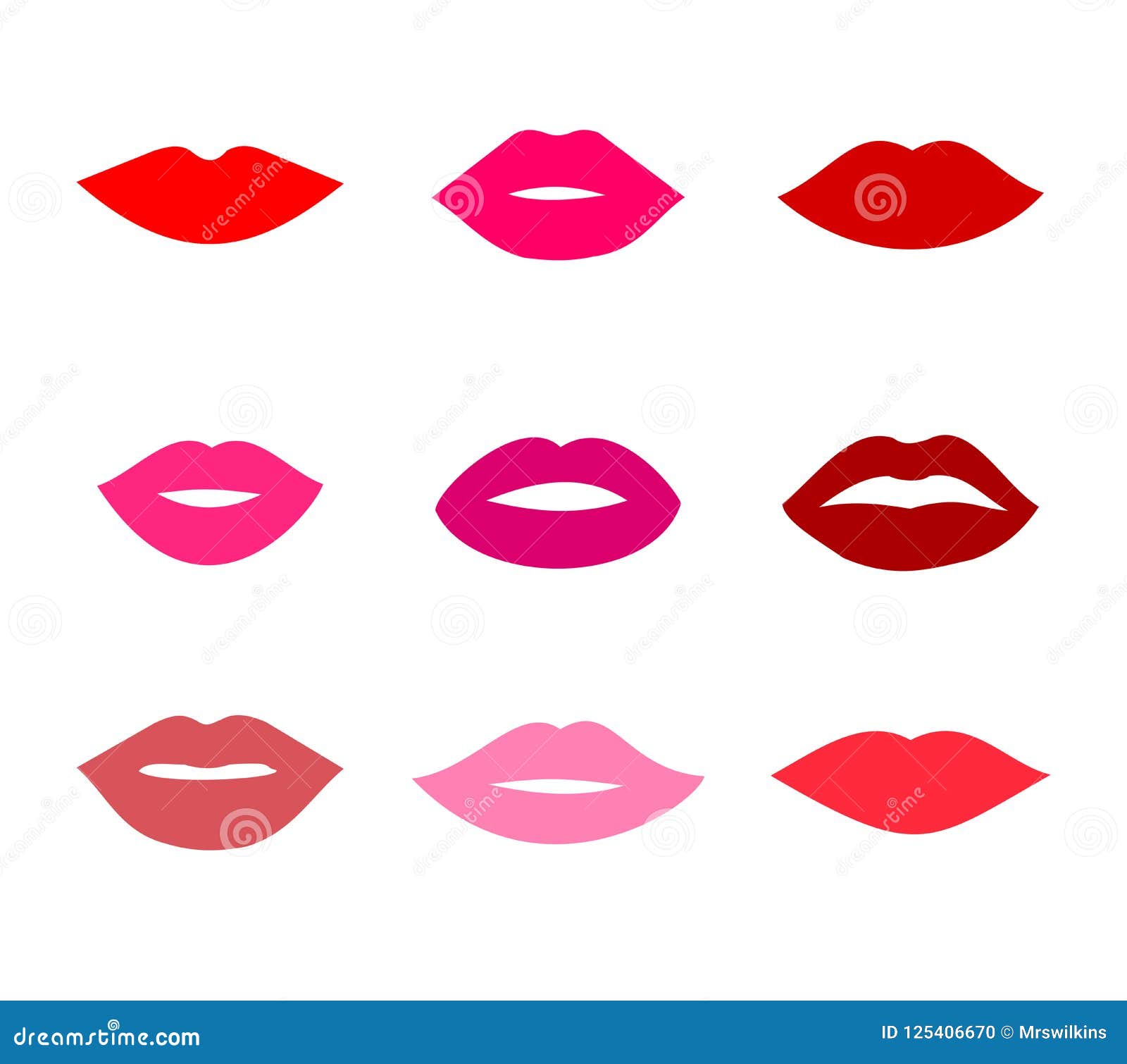 Beautiful Red Lips Icons Collection Vector Stock Vector Illustration