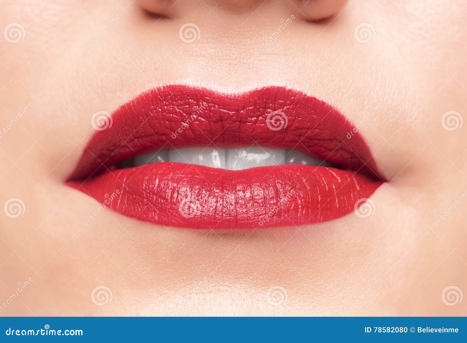 Beautiful Red Lips and Teeth. Stock Photo - Image of cherry, mouth ...