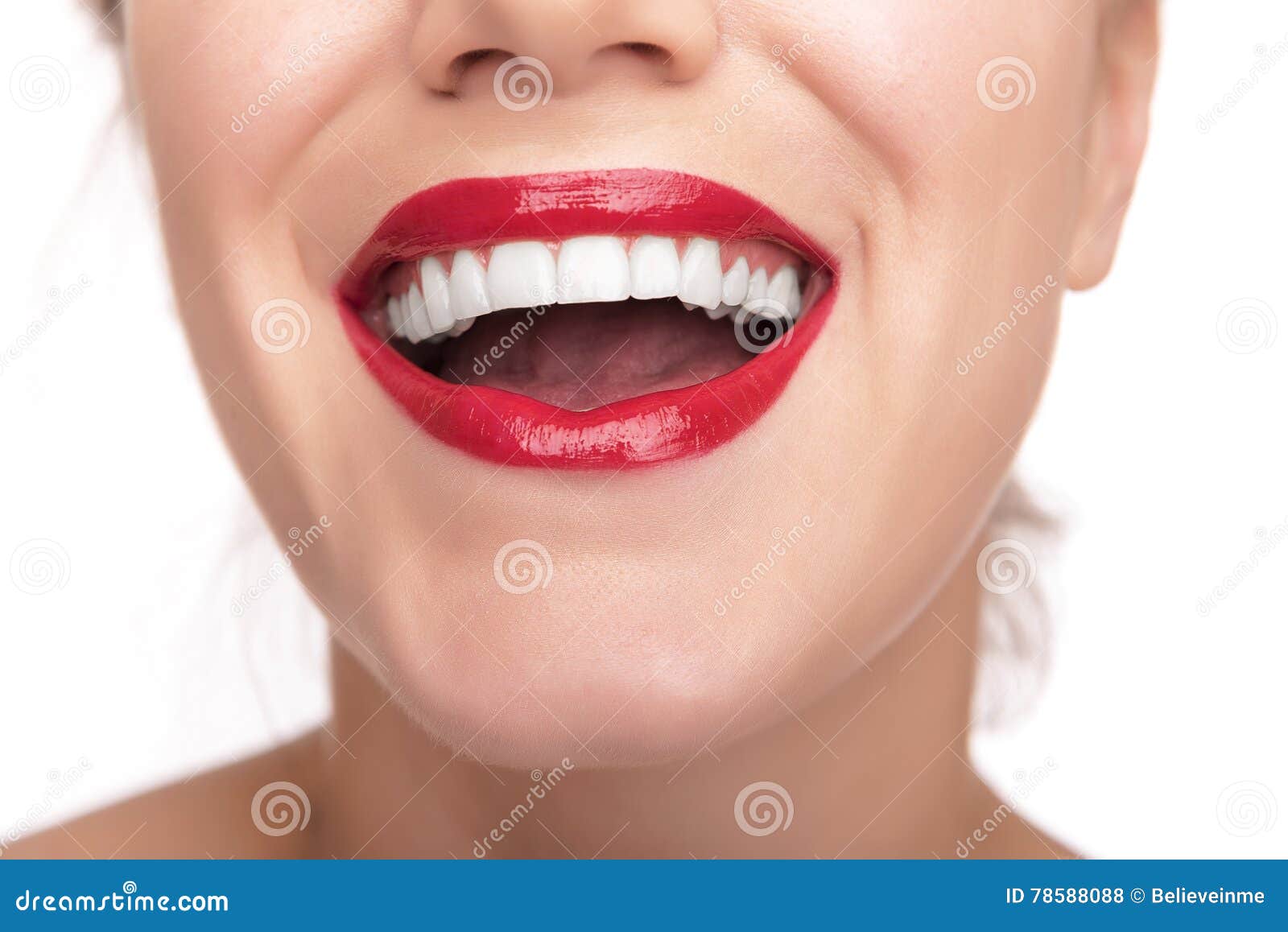 Beautiful Red Lips and Teeth. Stock Photo - Image of attractive ...