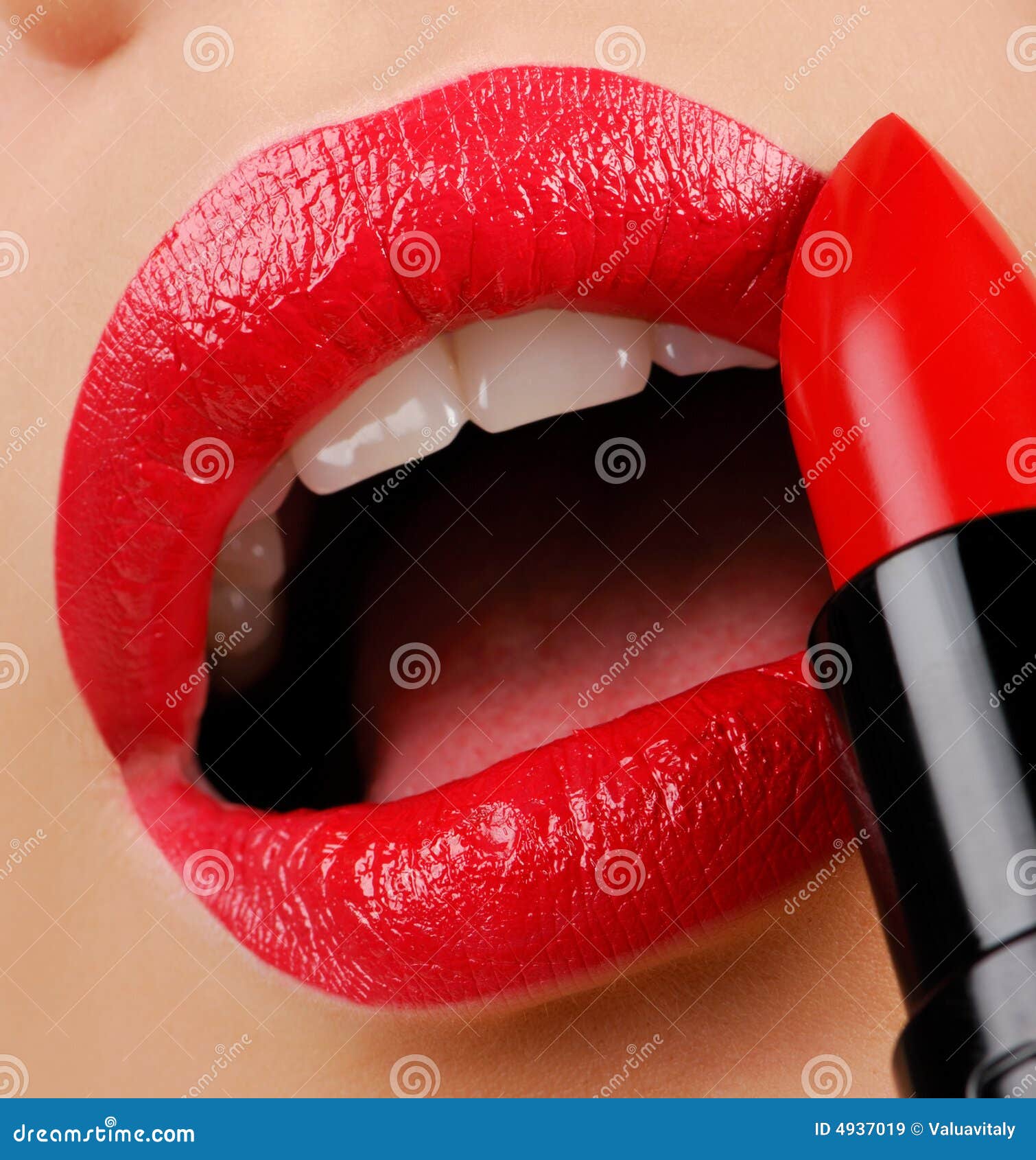 Beautiful red lipstick stock image. Image of bright, woman - 4937019