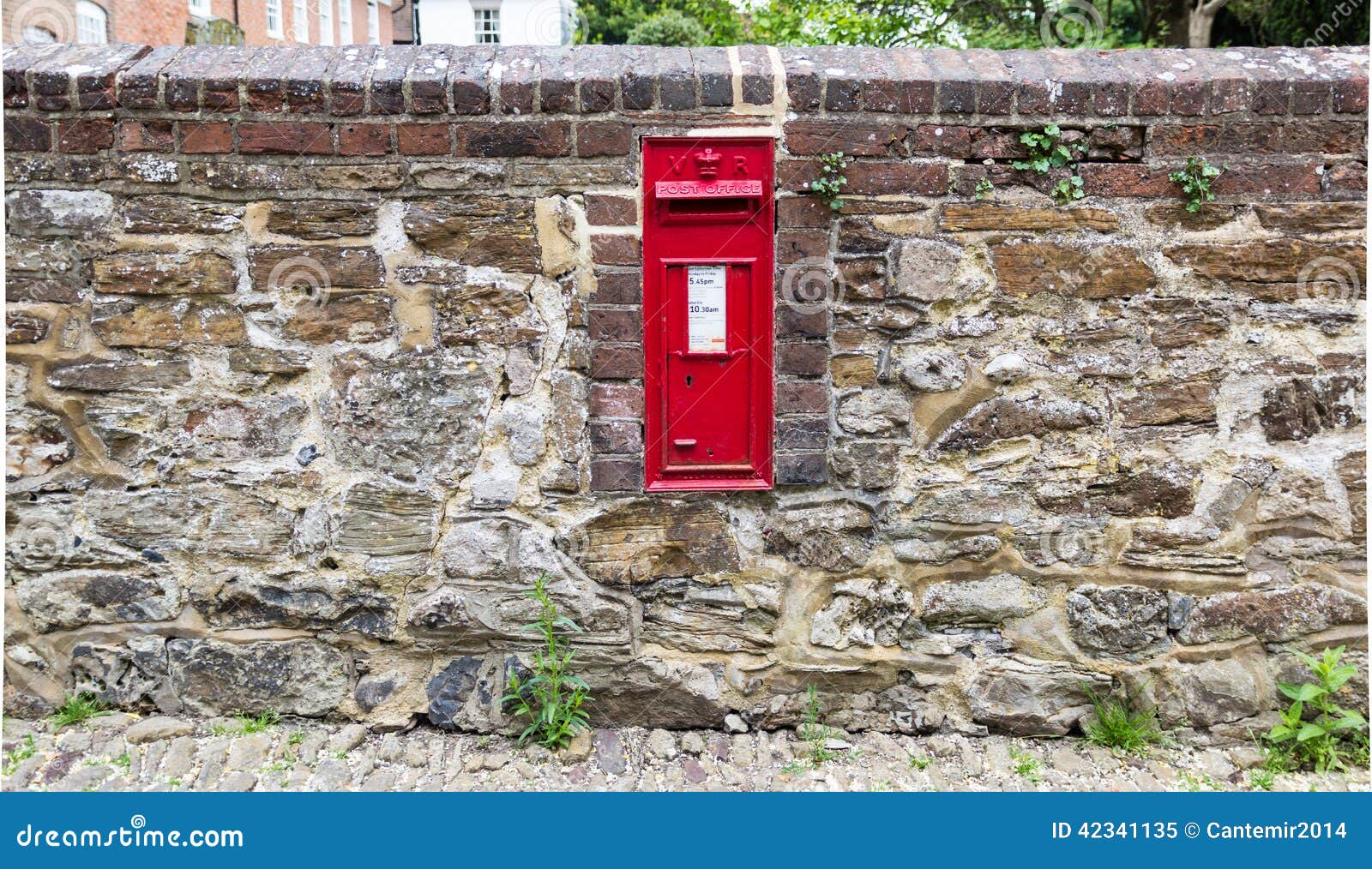 Beautiful Red Mailbox Built into a Stone Wall Stock Image - Image of ...