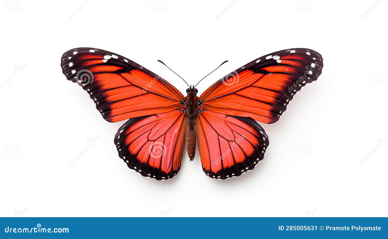 Beautiful Red Monarch Butterfly Isolated on White Background. Butterfly ...