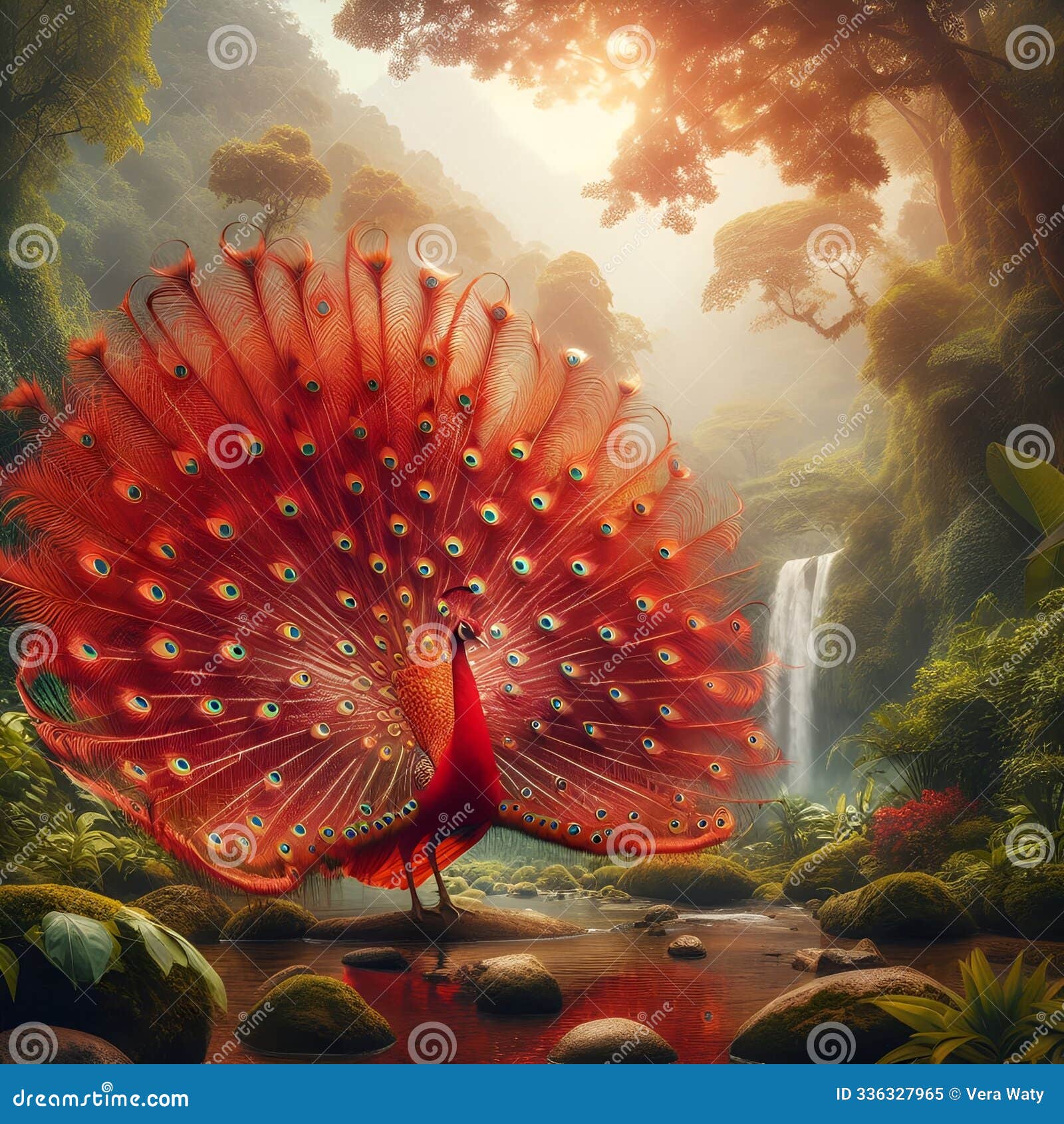 Beautiful Red Peacock in the Jungle Stock Image - Image of peacock ...