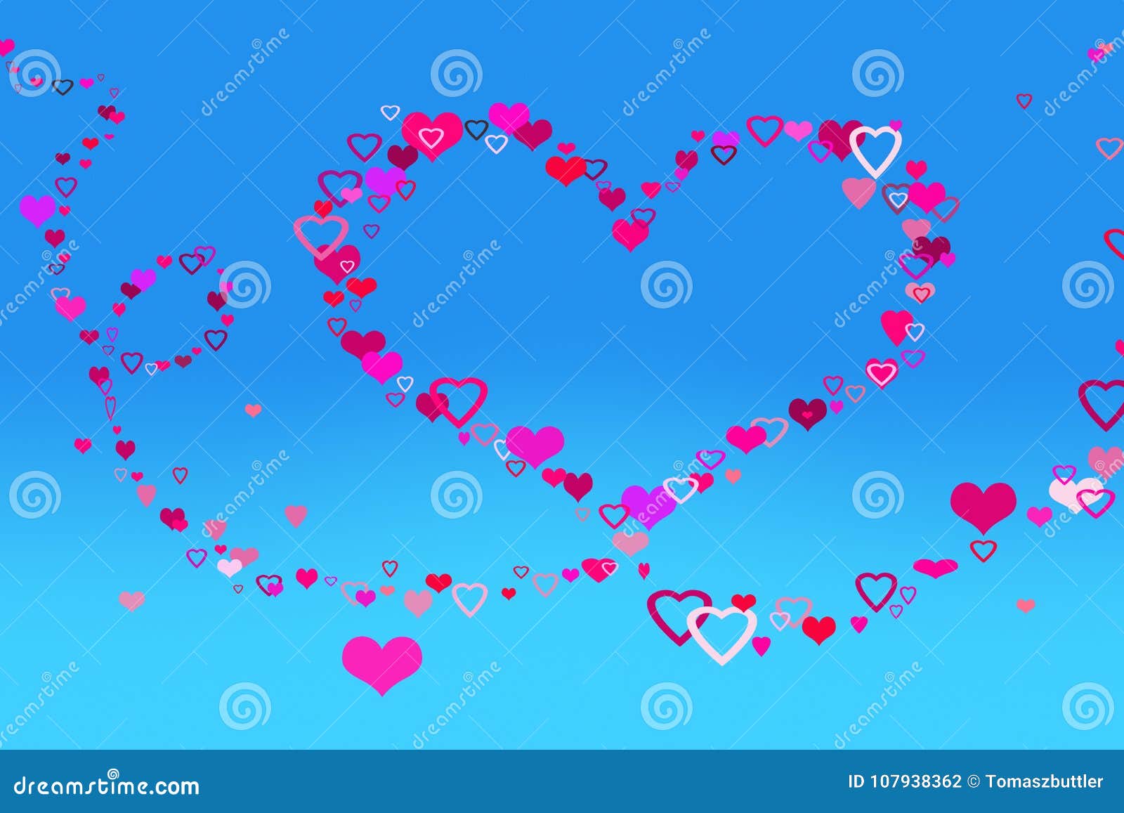 Beautiful Red and Pink Heart Loop on Blue Sky Background Stock ...