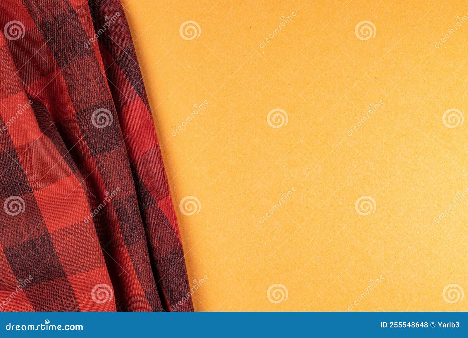 Beautiful Red Plaid Fabric on a Yellow Abstract Background, Space for ...