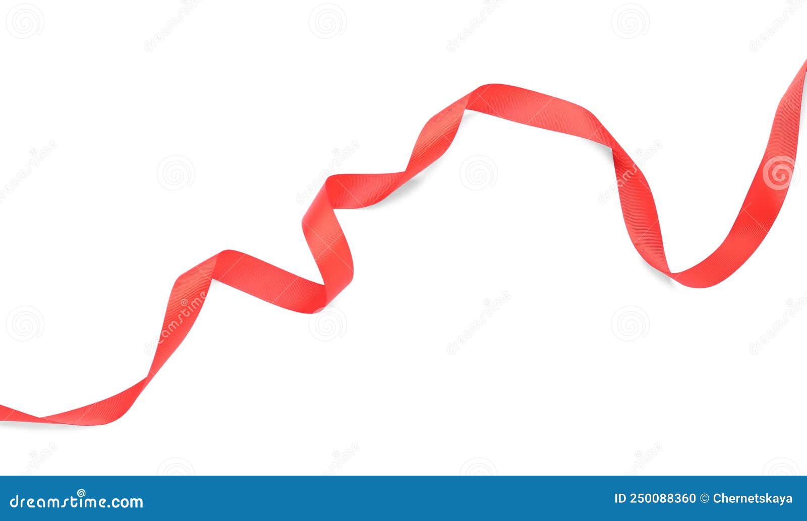 Beautiful Red Ribbon Isolated on White, Top View Stock Photo - Image of ...
