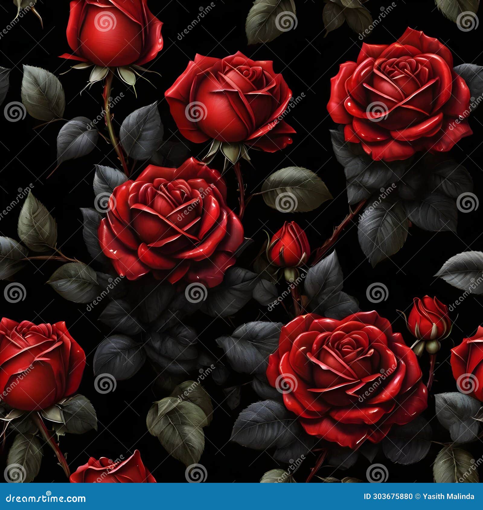 Red Rose on a Black Background Stock Illustration - Illustration of ...