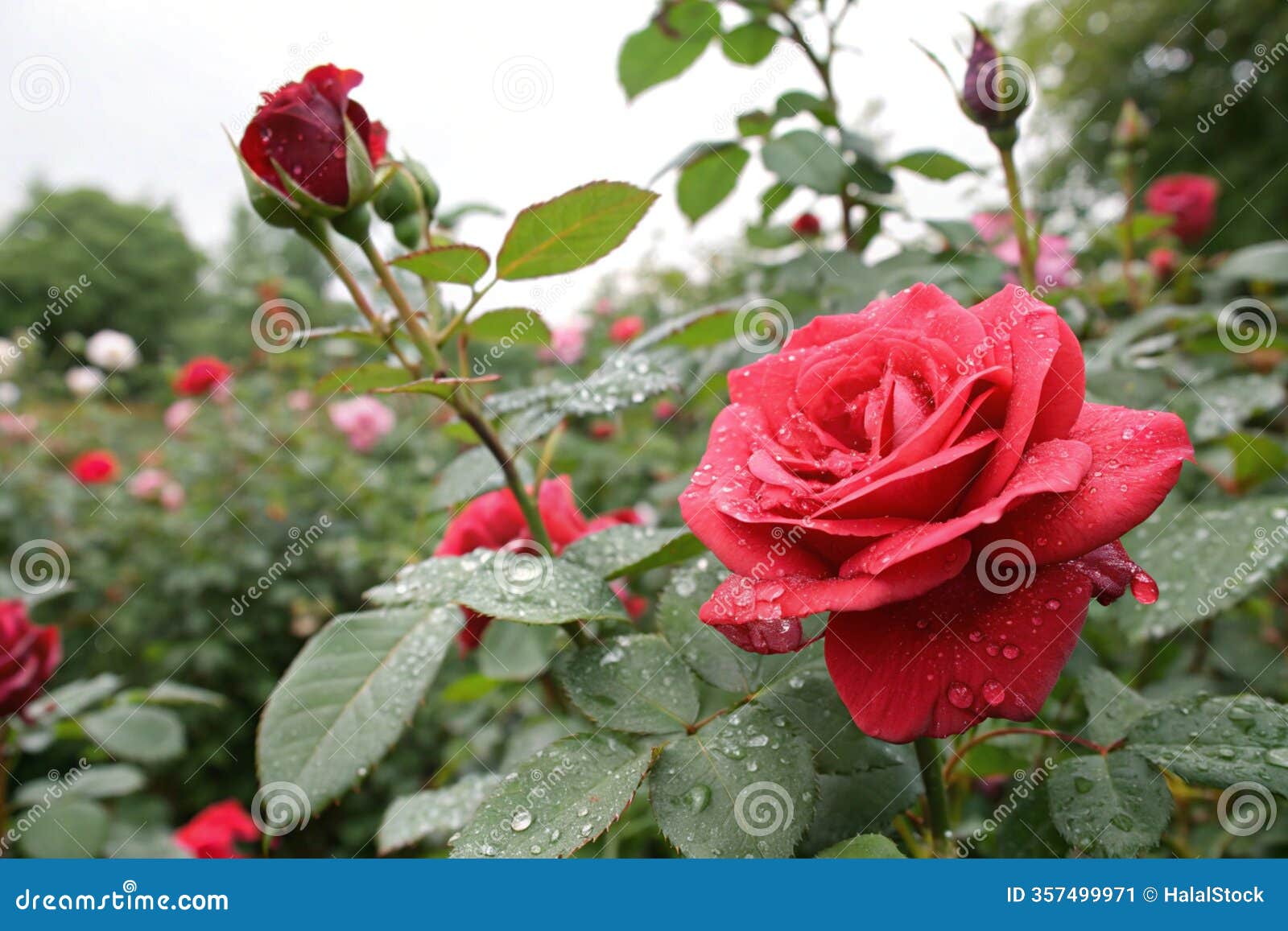 Beautiful Red Rose Blooming in the Garden Stock Illustration ...