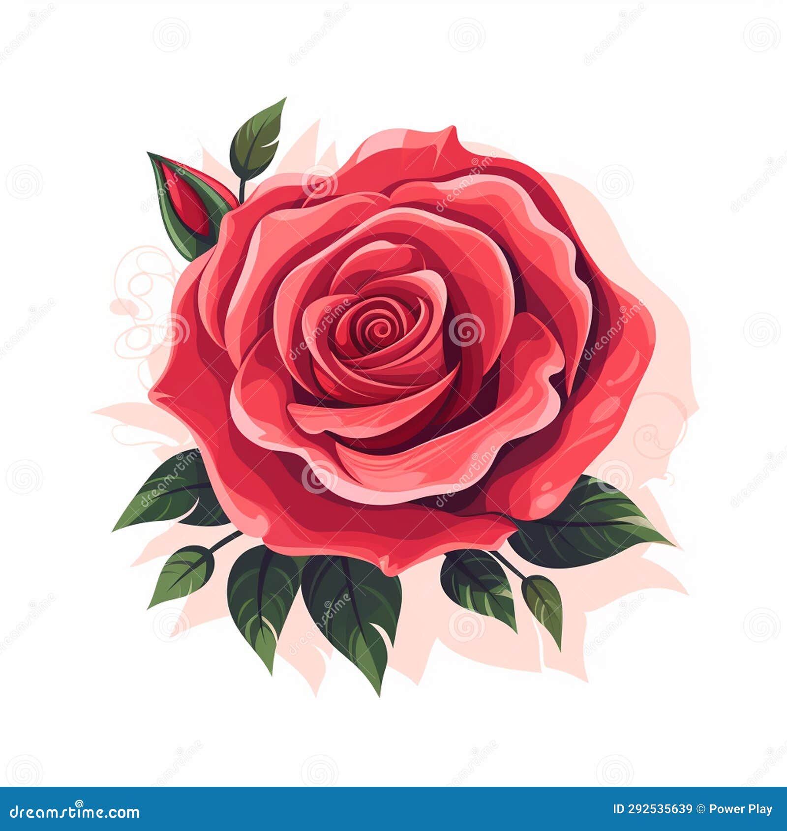 Beautiful Red Rose on a Light Pink Background. Vector Illustration ...