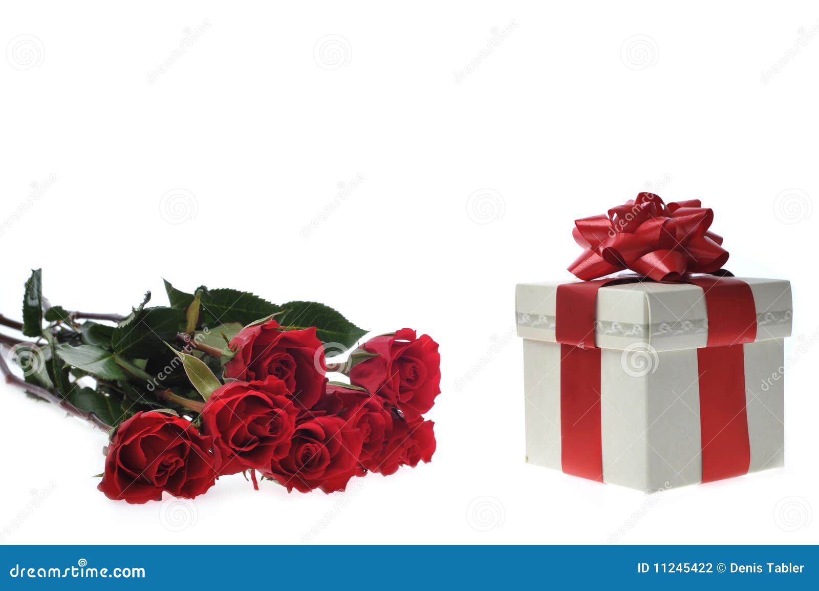Beautiful Red Roses and Present Stock Photo - Image of ethnicity ...