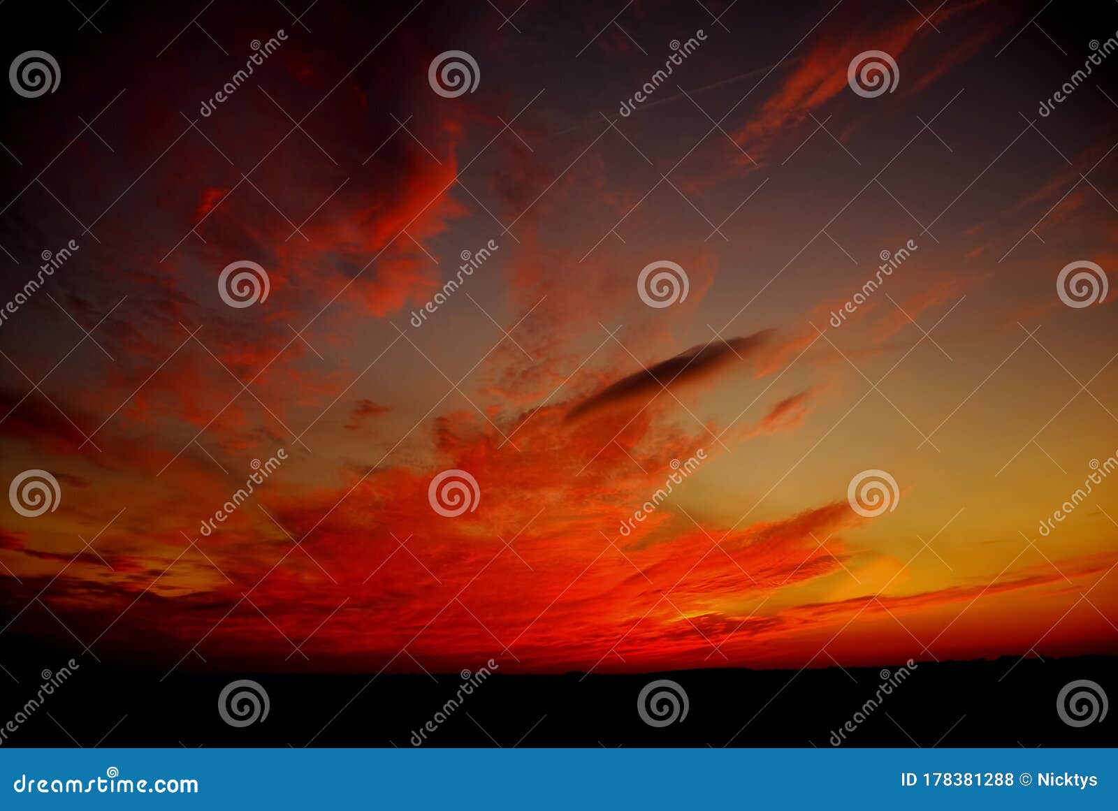 Beautiful Red Sky Clouds at Sunset Stock Photo - Image of landscape ...