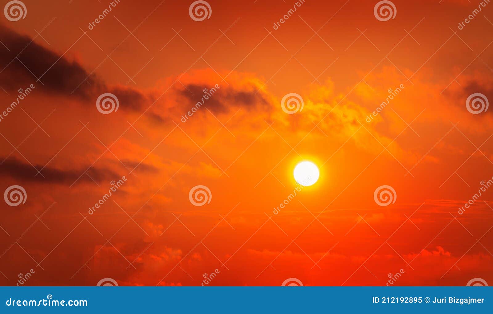 Red Sky with Sun and Clouds Stock Image - Image of nature, background ...
