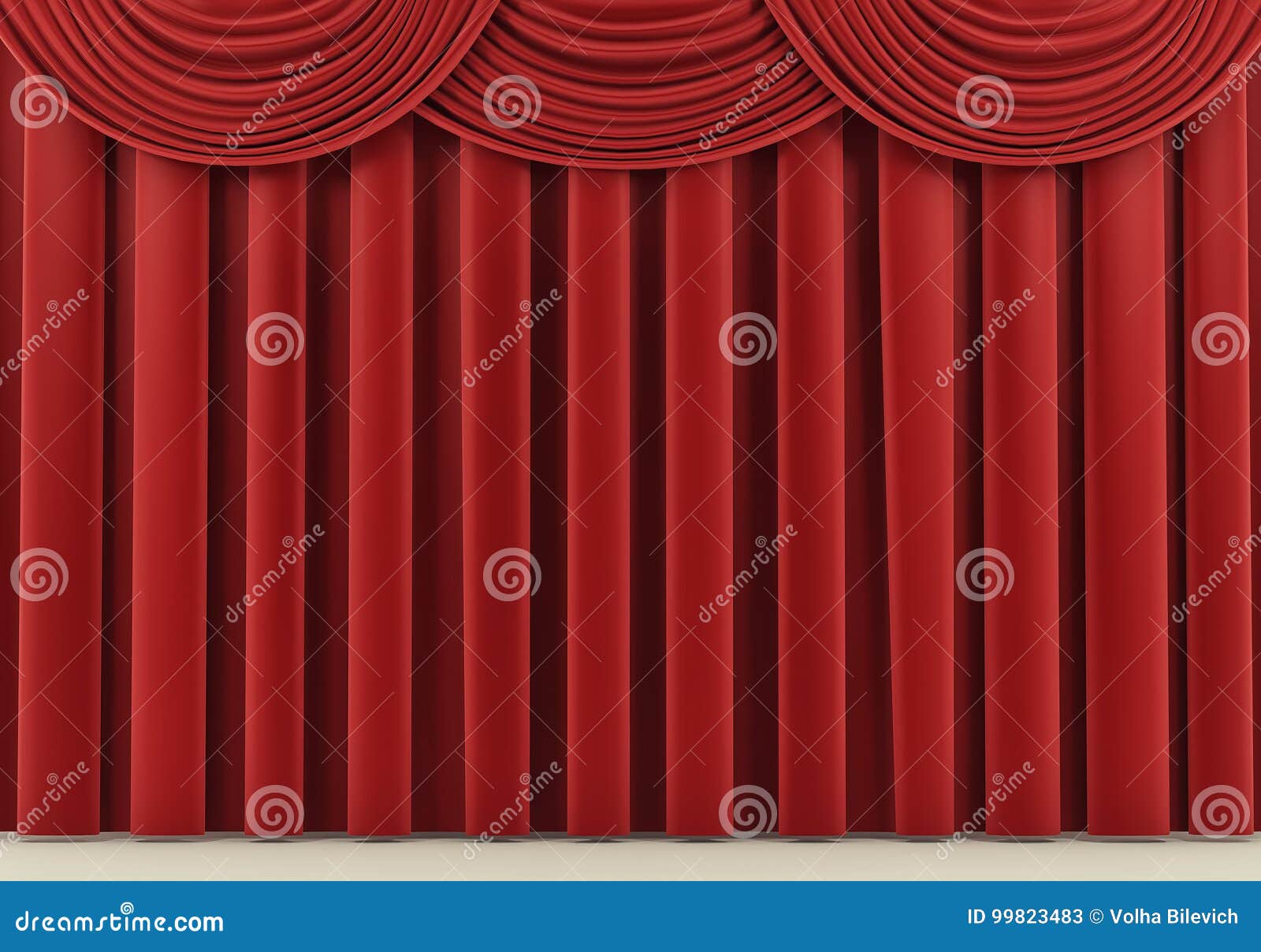 Beautiful Red Stage Curtain. 3d Render Stock Illustration ...