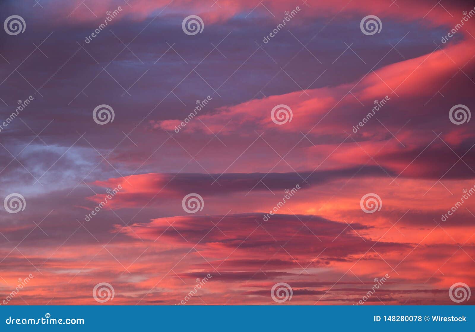 Beautiful Red Sunset with Breathtaking Clouds Stock Photo - Image of ...