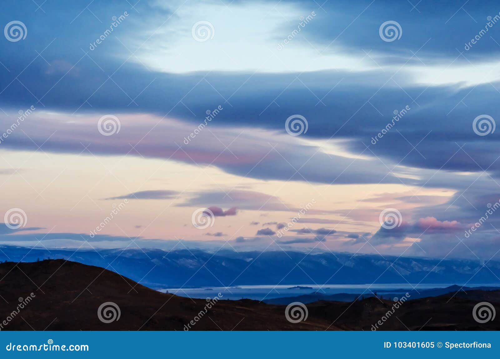 Beautiful Red Sunset Over the Lake with Mountain Stock Image - Image of ...