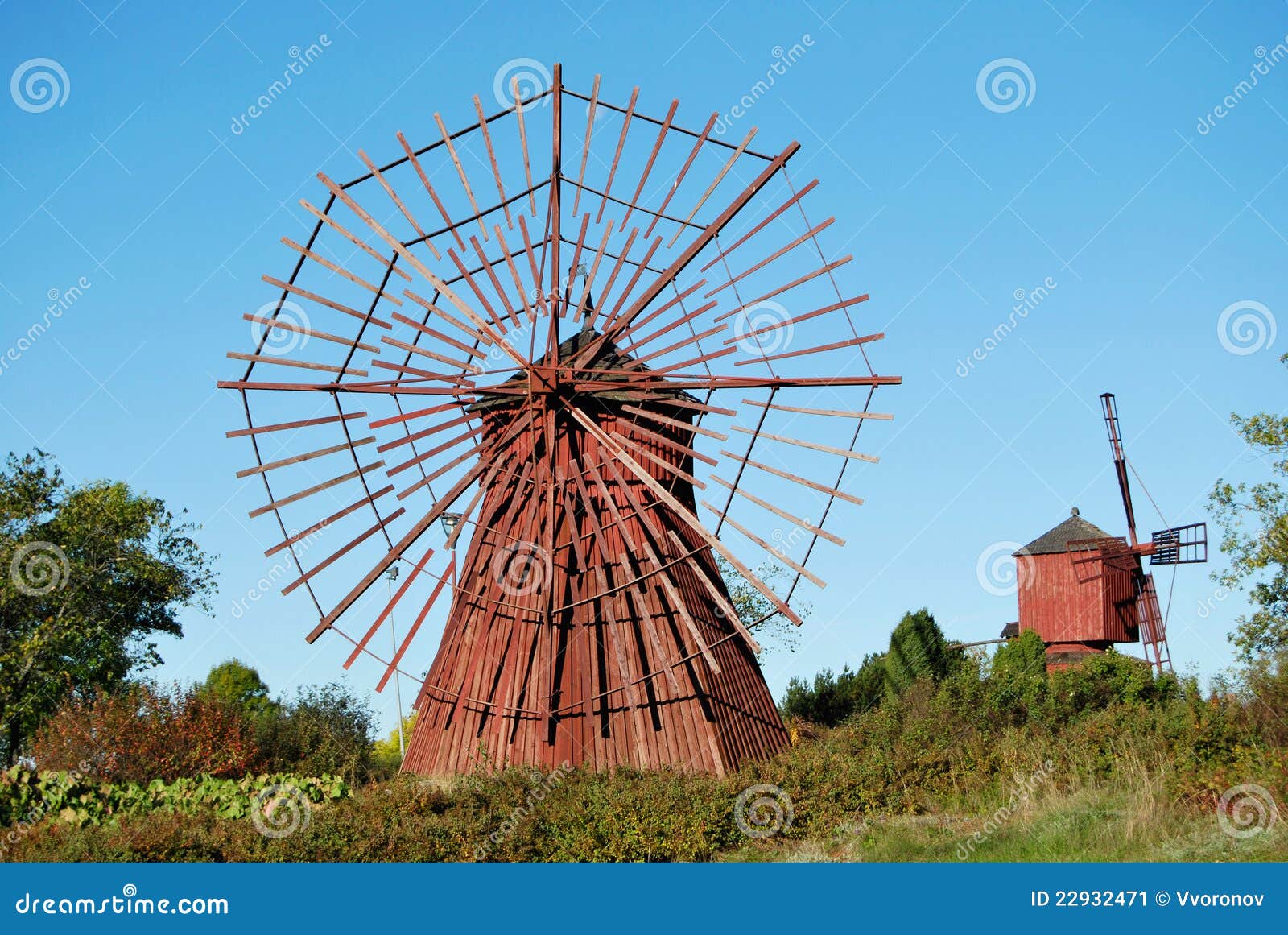 Beautiful Red Windmills stock image. Image of tree, blade - 22932471