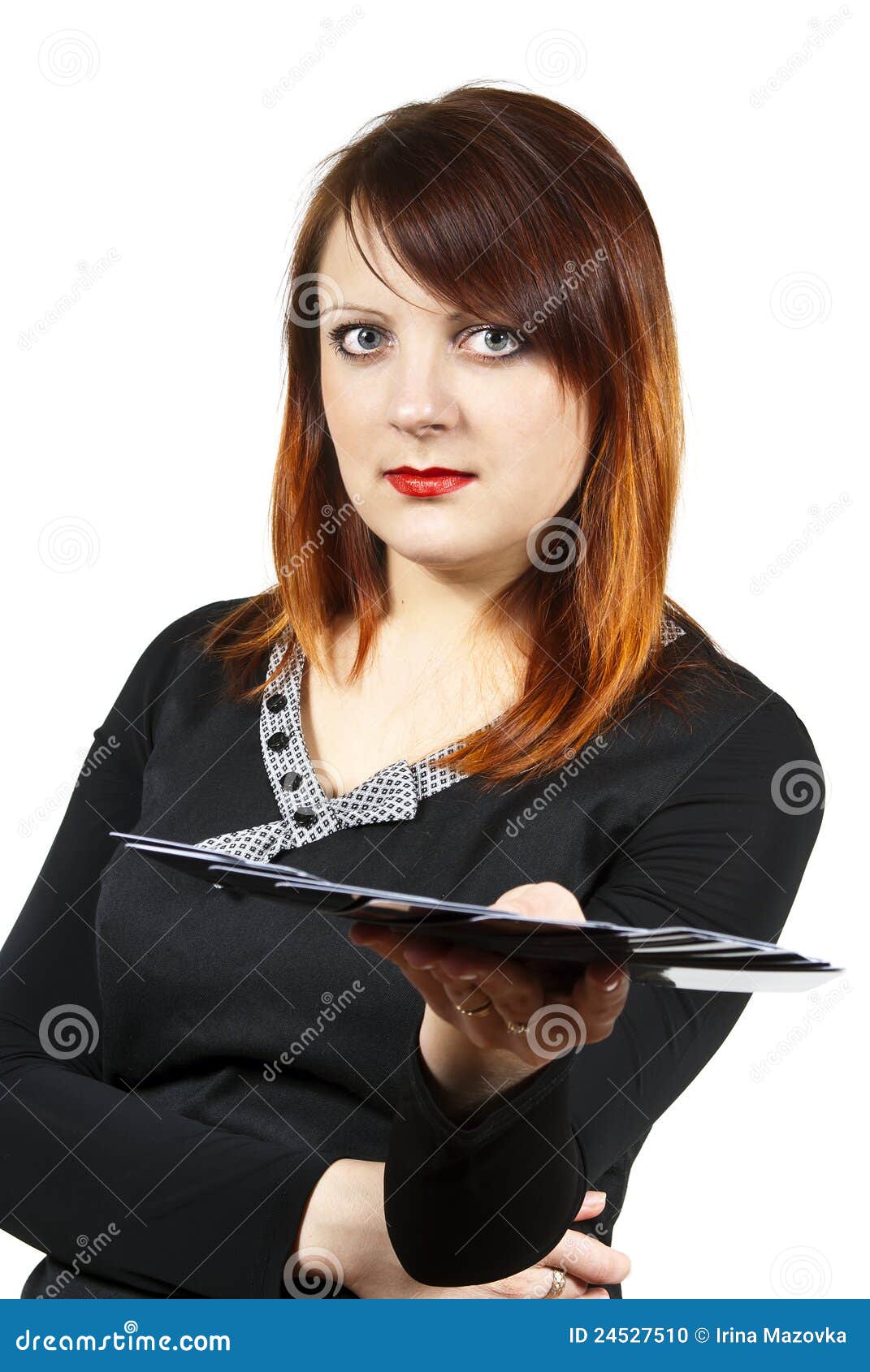 Beautiful Redhead Girl Keeps Maps Stock Photo - Image of female ...