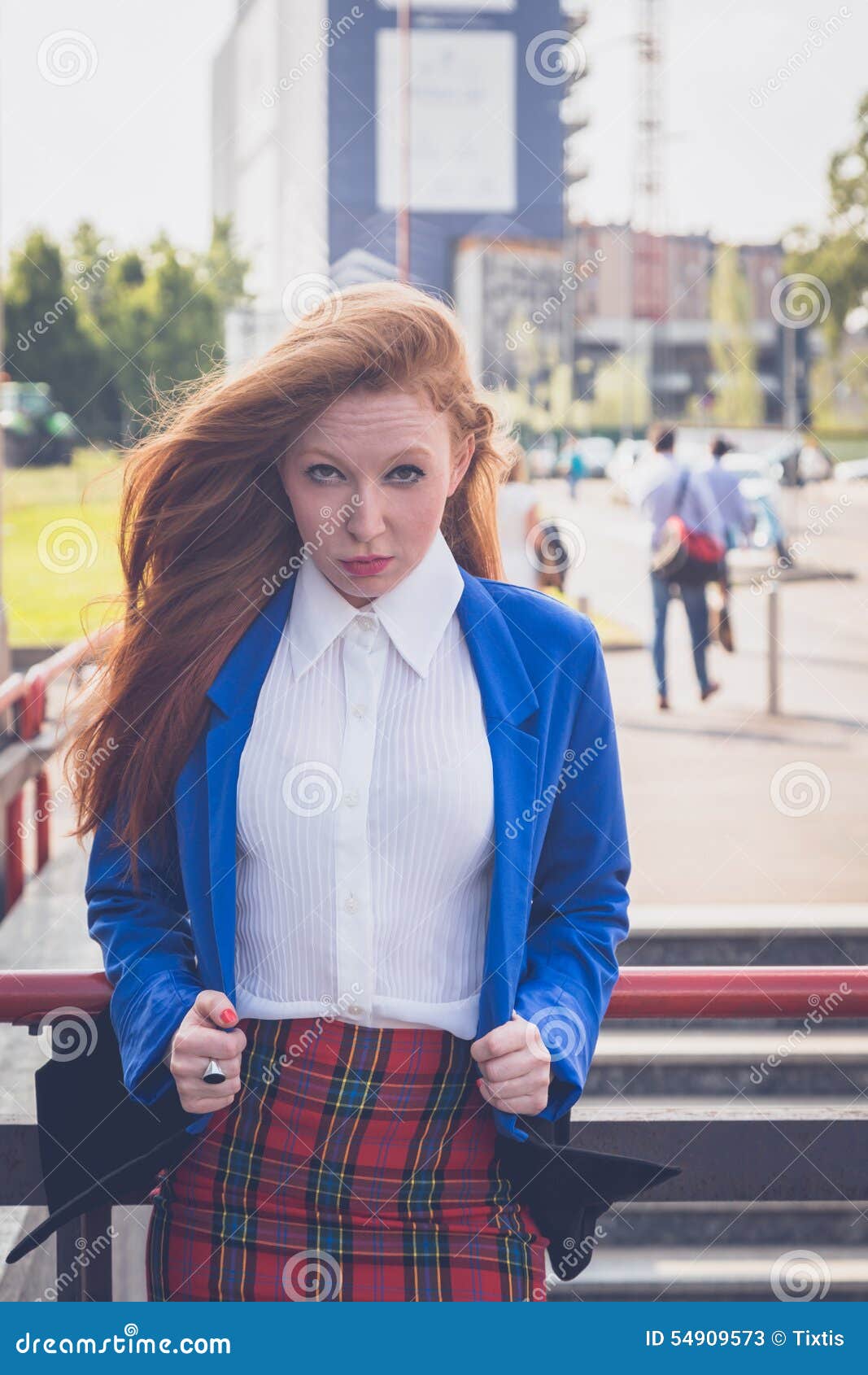 Beautiful Redhead Girl Posing In An Urban Context Stock Image Image