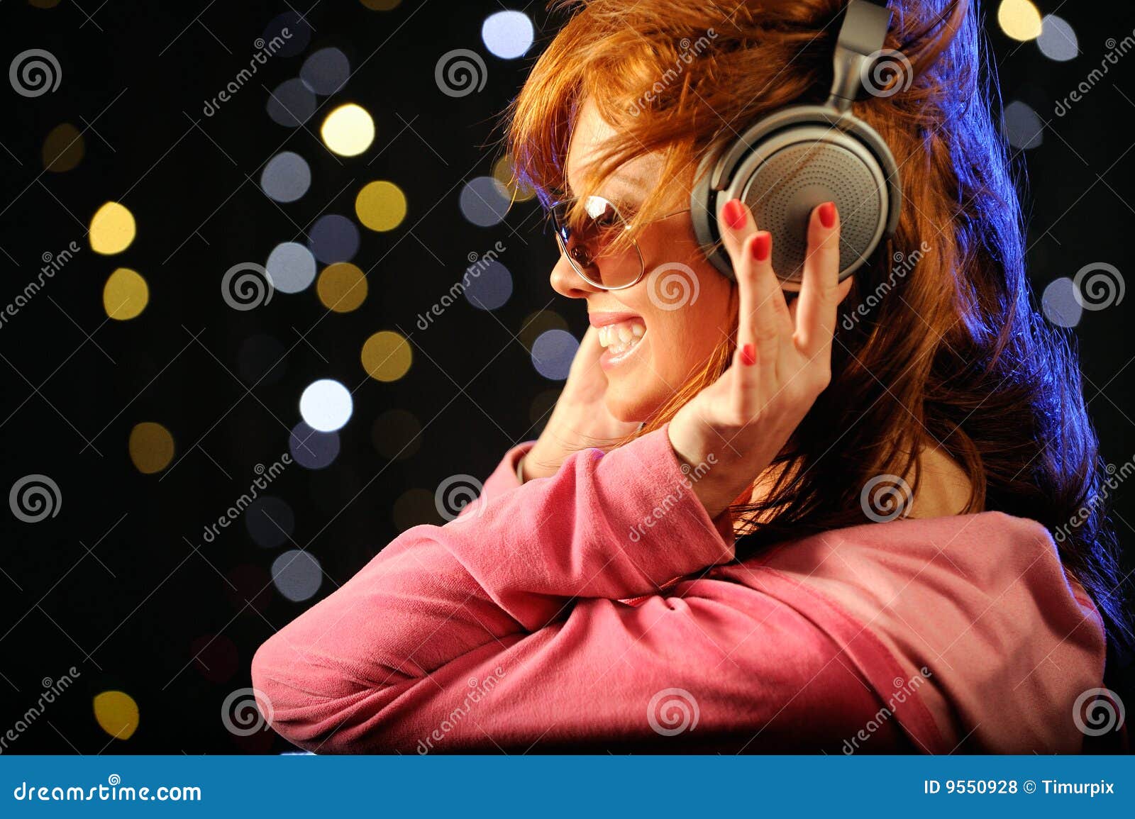 Beautiful Redhead with Headphones Stock Photo - Image of adorable ...