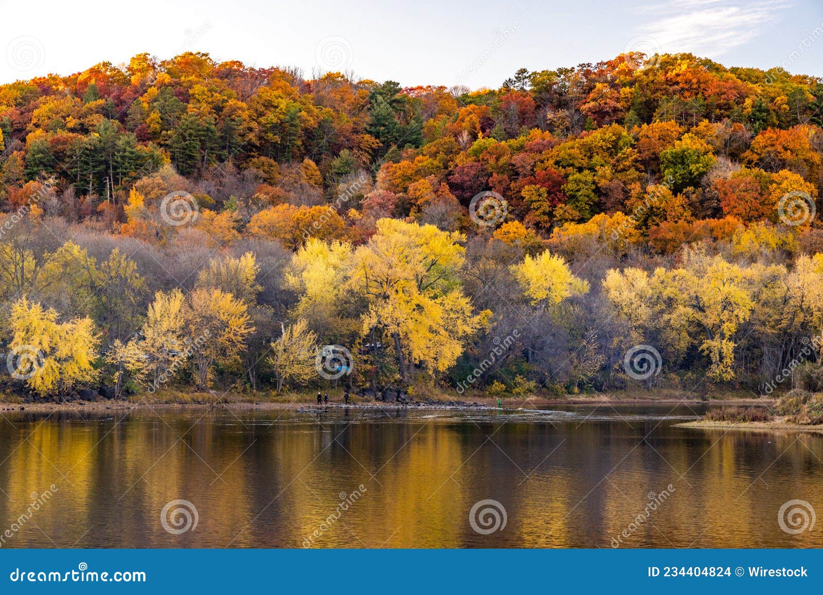 Beautiful Reflection of Fall Colors on St.Croix River Stock Photo ...