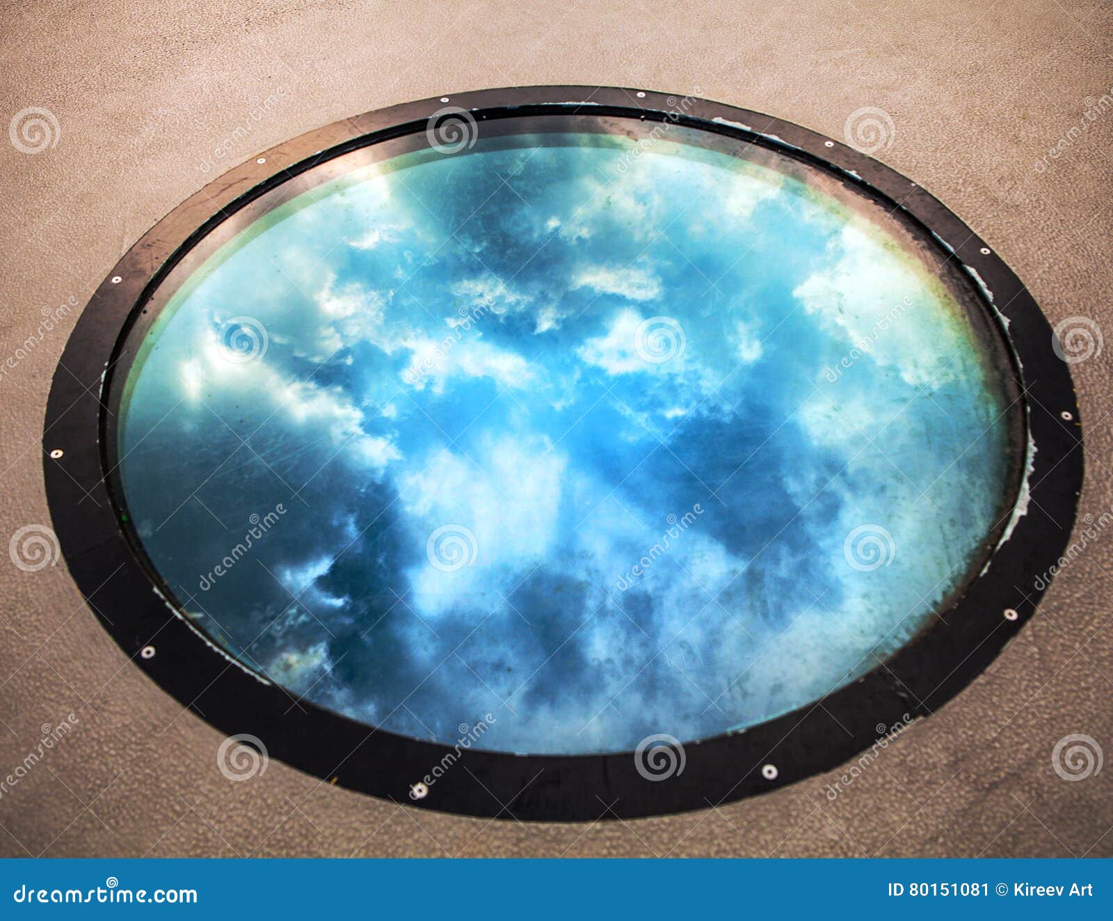 Beautiful Reflection on Round Building Window. Stock Image - Image of ...