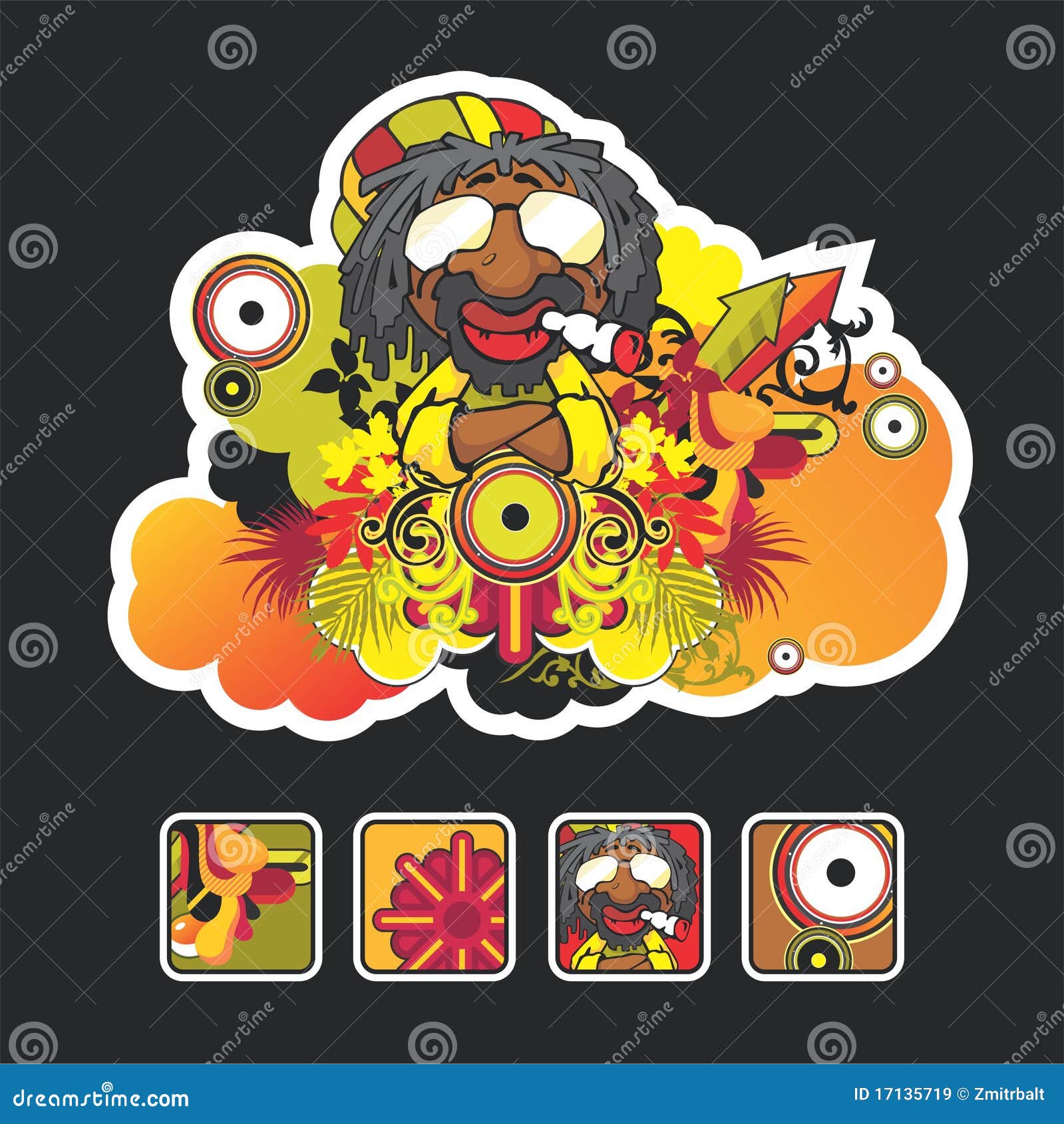 Reggae Head Mascot Coloring Vector Illustration Isolated In White ...