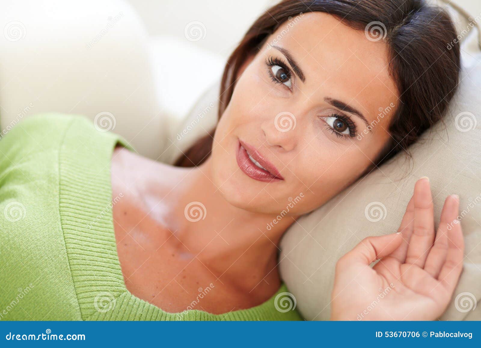 Beautiful Relaxed Lady Resting Peacefully Indoors Stock Photo - Image ...