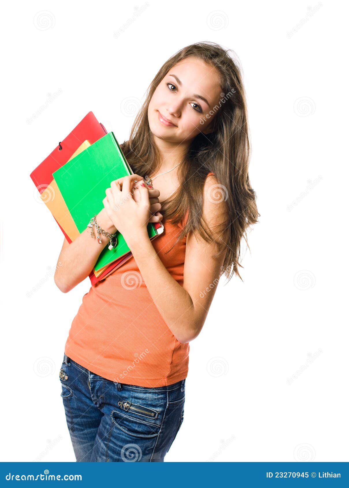 Beautiful Relaxed Young Student Girl. Stock Image - Image of brunette ...