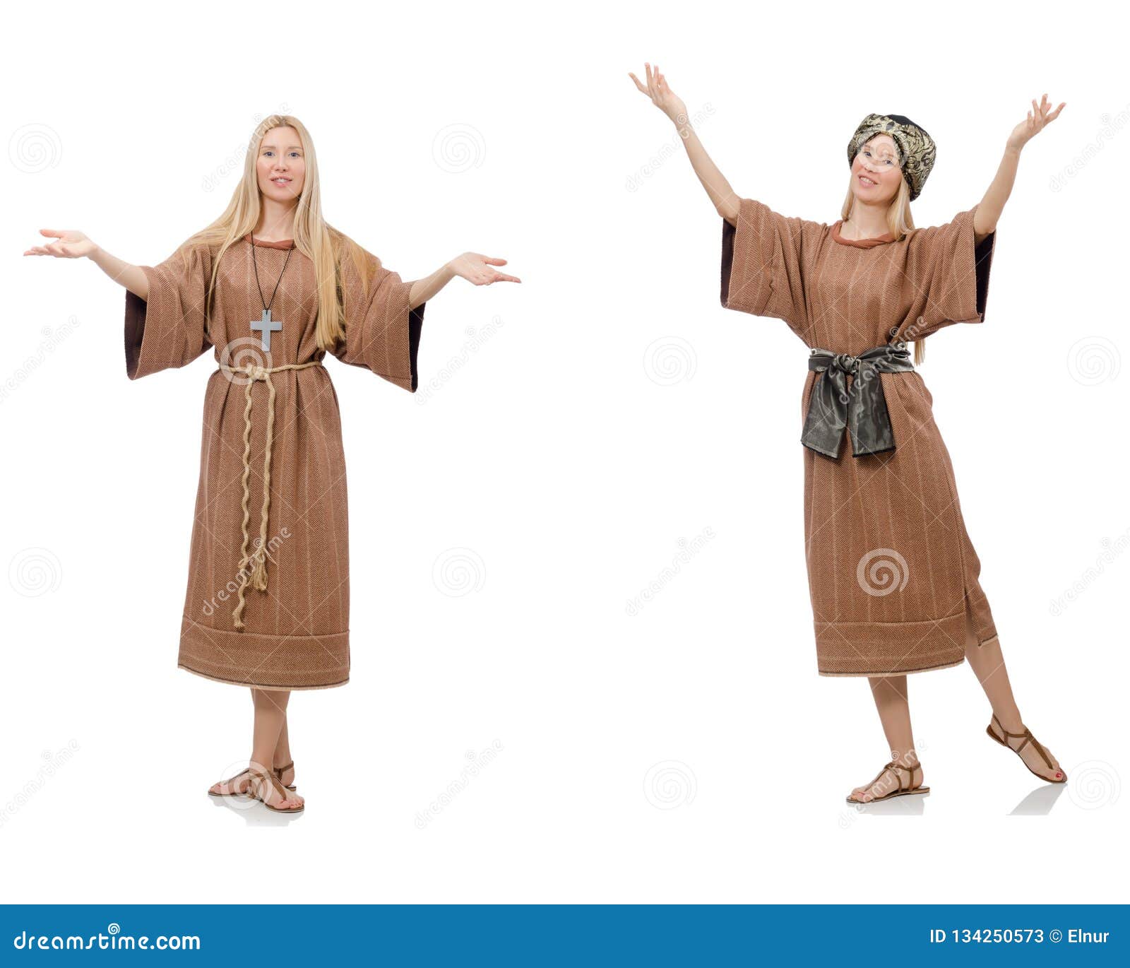 The Beautiful Religious Nun Isolated on White Stock Image - Image of ...