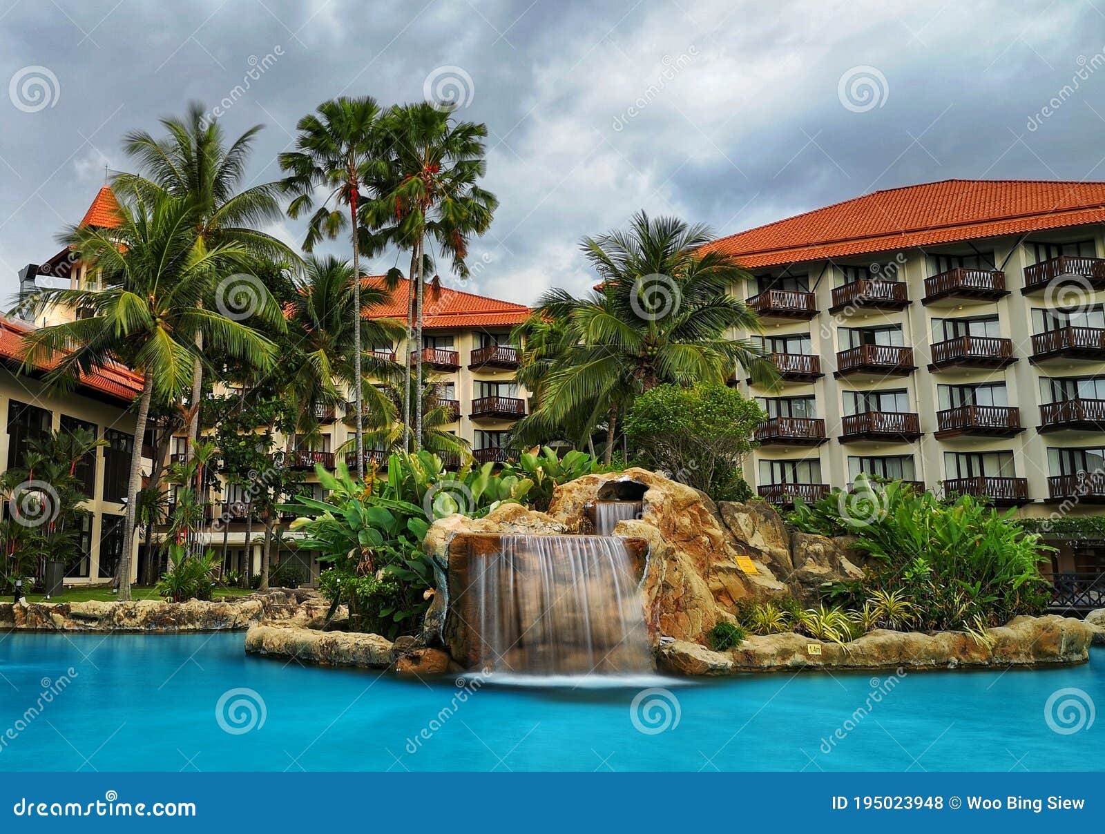 Beautiful Resort poolside stock photo. Image of village - 195023948