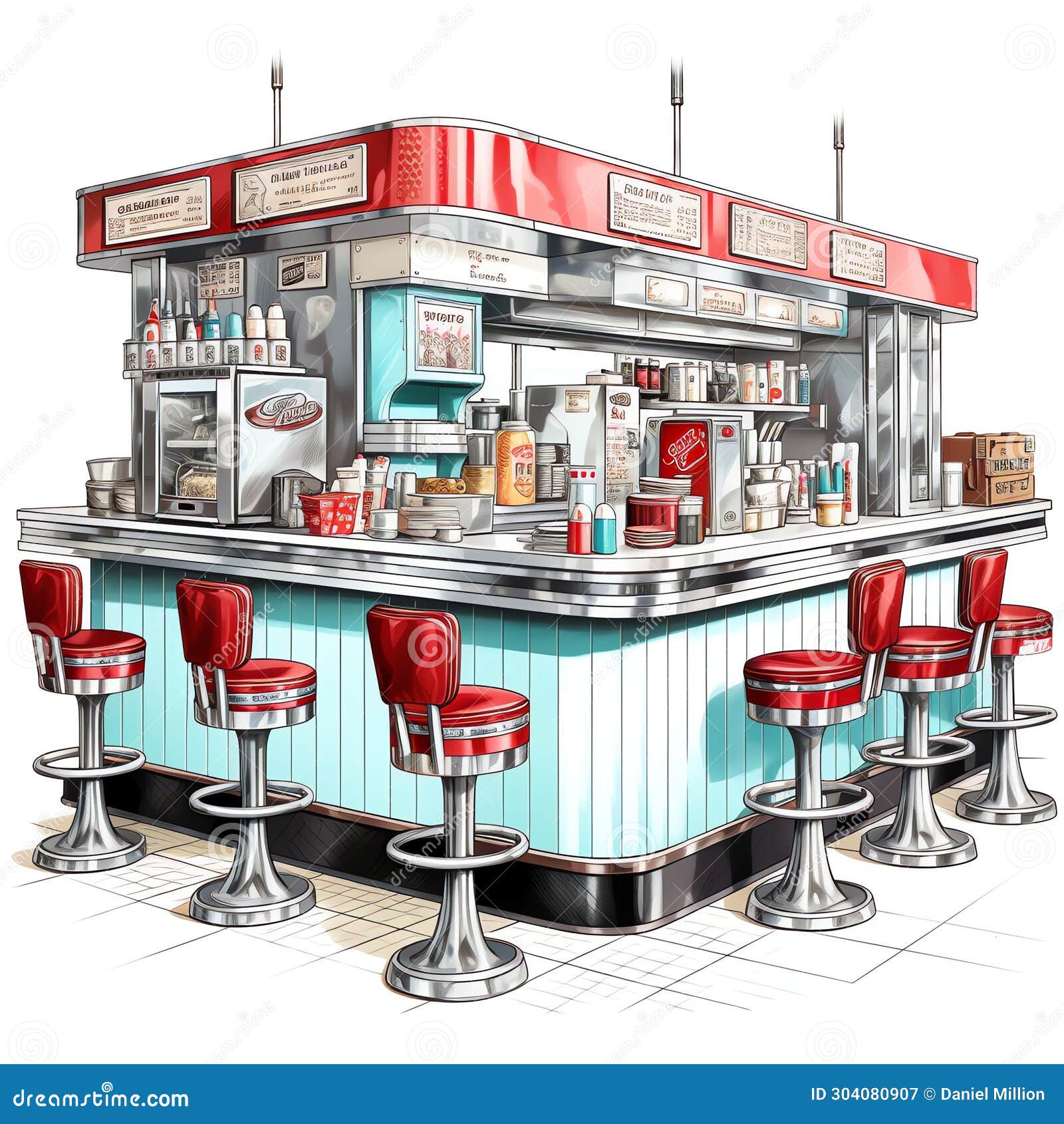 Beautiful Retro Diner Counter Clipart Illustration Stock Illustration ...