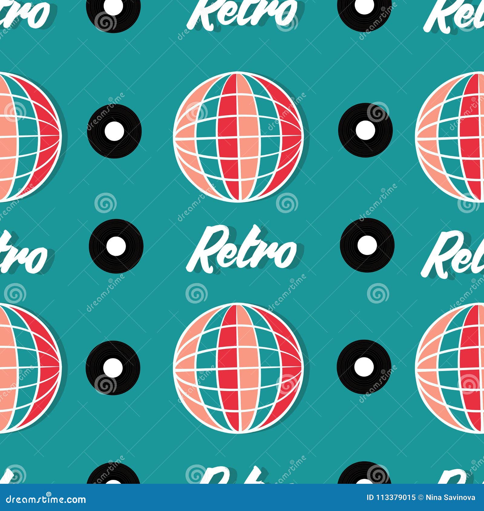 Beautiful Retro Disco Design Seamless Pattern Vector Stock Vector ...