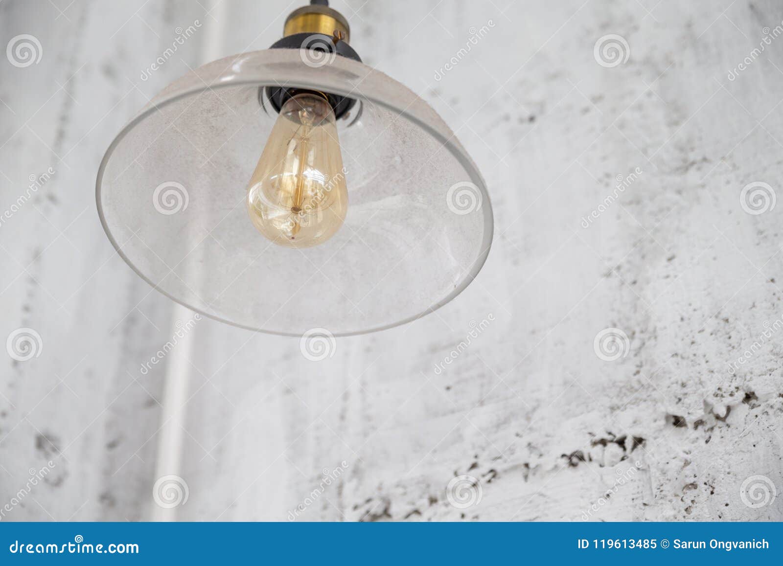 Retro Lighting Decor on Concrete Wall Background. Stock Image - Image ...