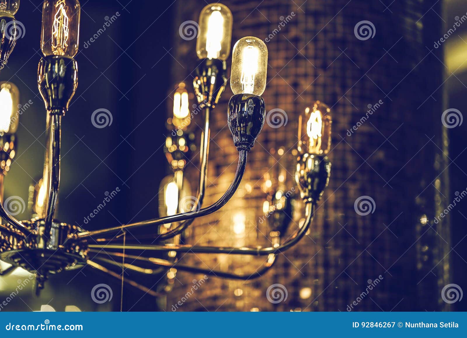 Beautiful Retro Luxury Light Lamp Decor Glowing Stock Image - Image of ...