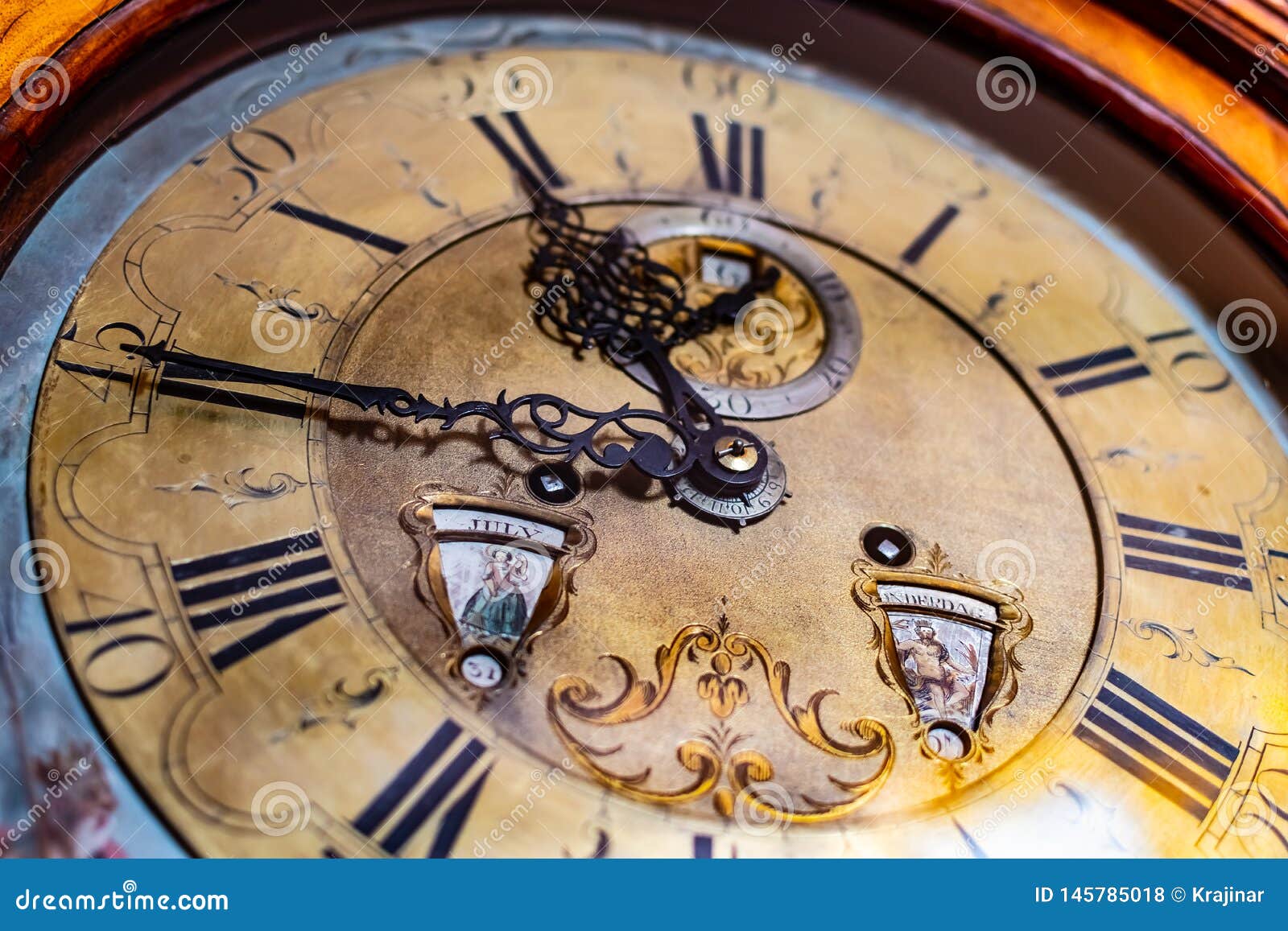 Beautiful Retro and Old Ancient Wall Clock Stock Photo - Image of ...