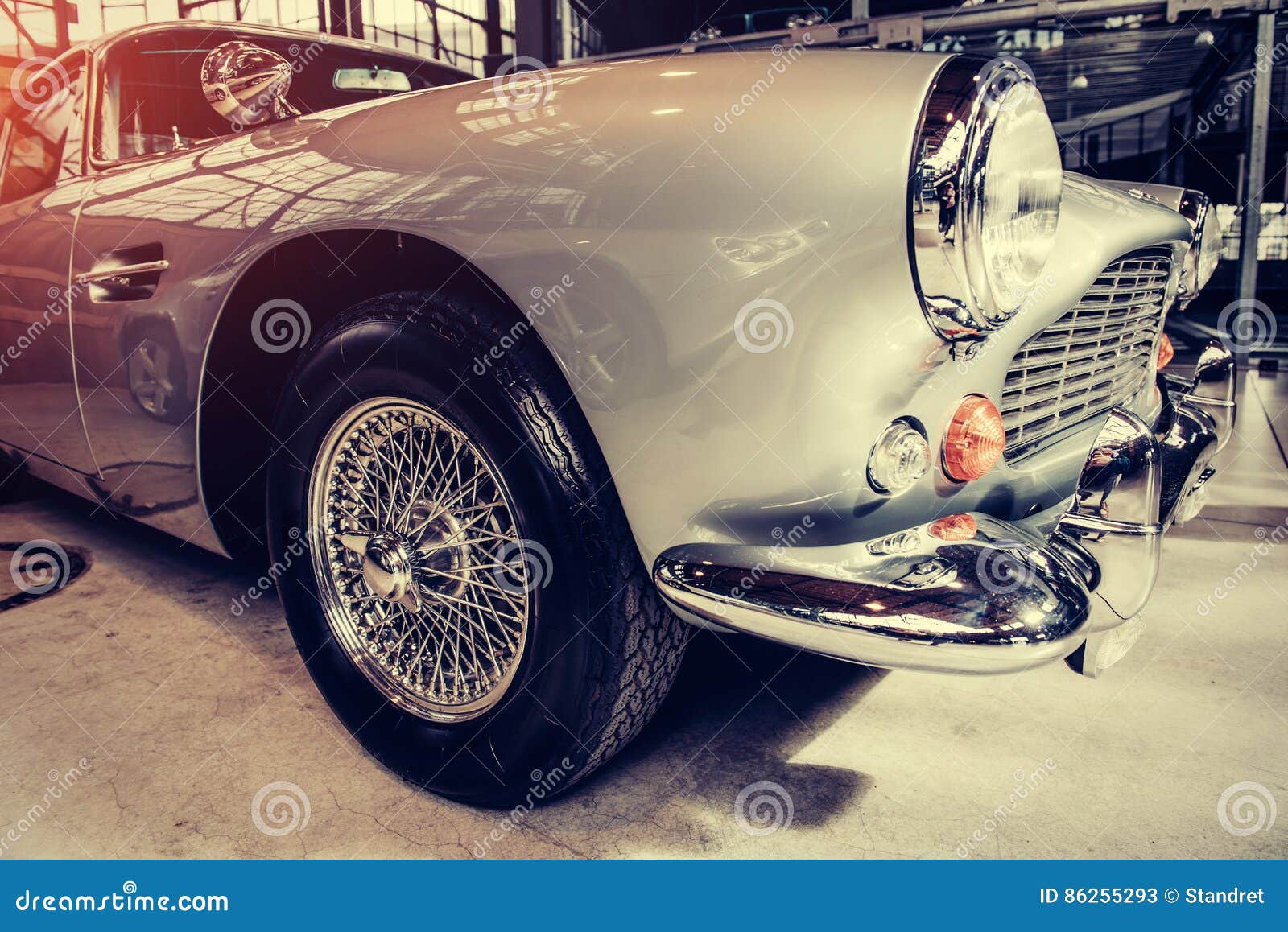 Beautiful Retro Silver Car at the Show Some Stock Image - Image of ...