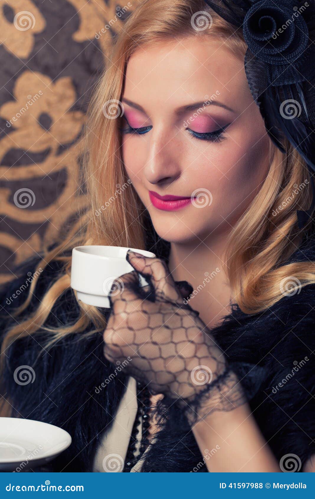 Beautiful retro woman stock photo. Image of delicious - 41597988