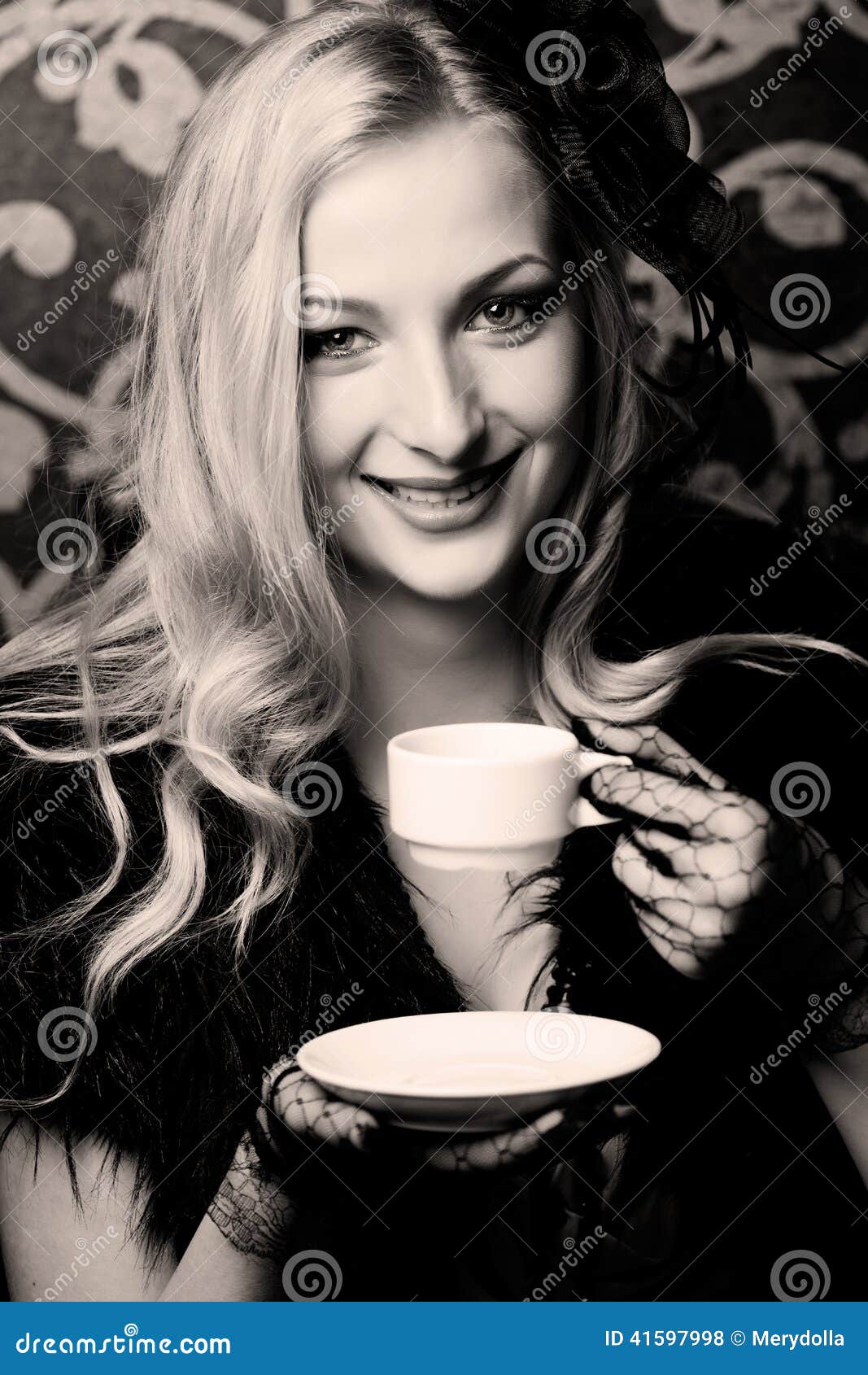 Beautiful retro woman stock photo. Image of beauty, black - 41597998