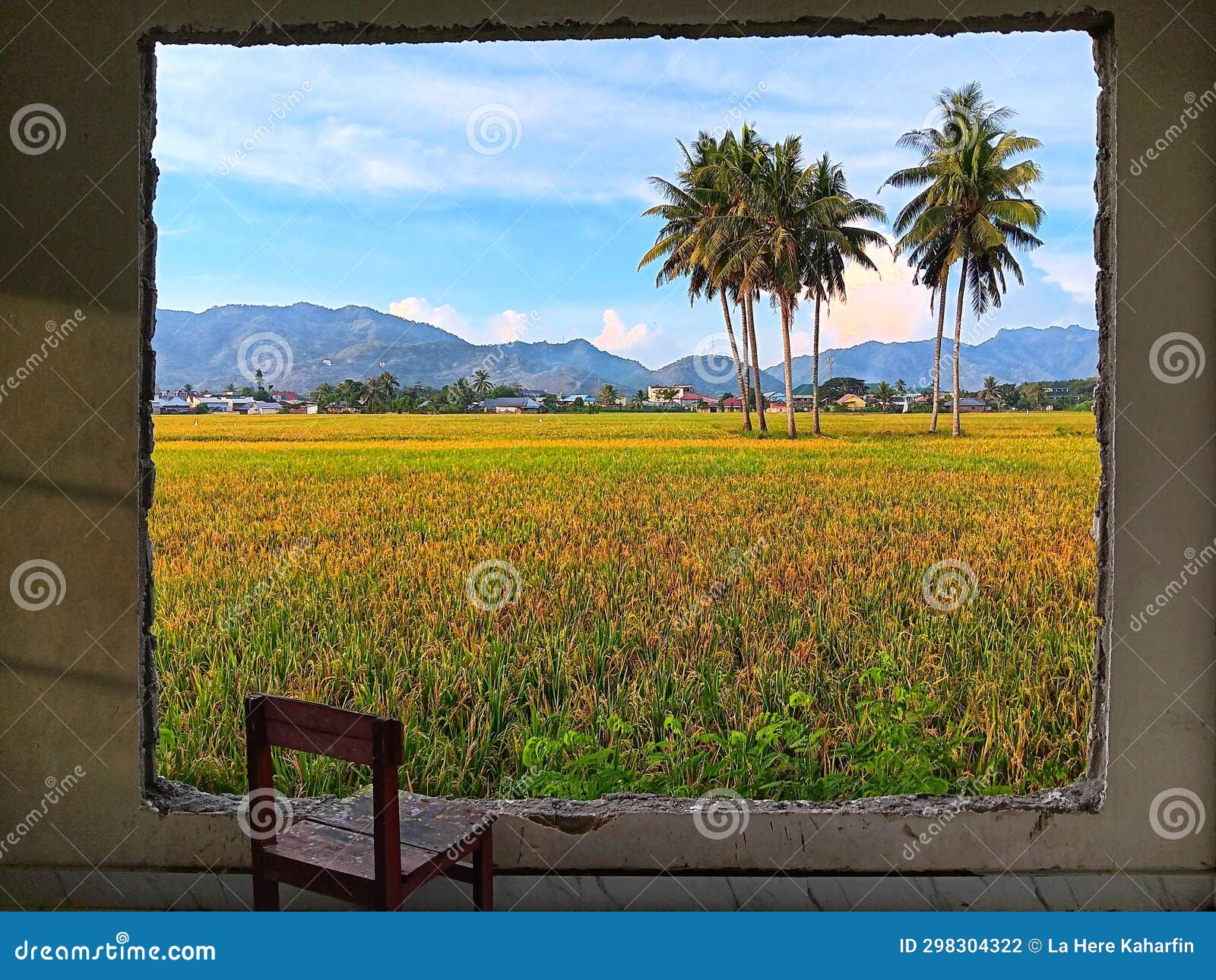 Beautiful Rice Field and Skies Landscape with Wall Frame Stock Photo ...