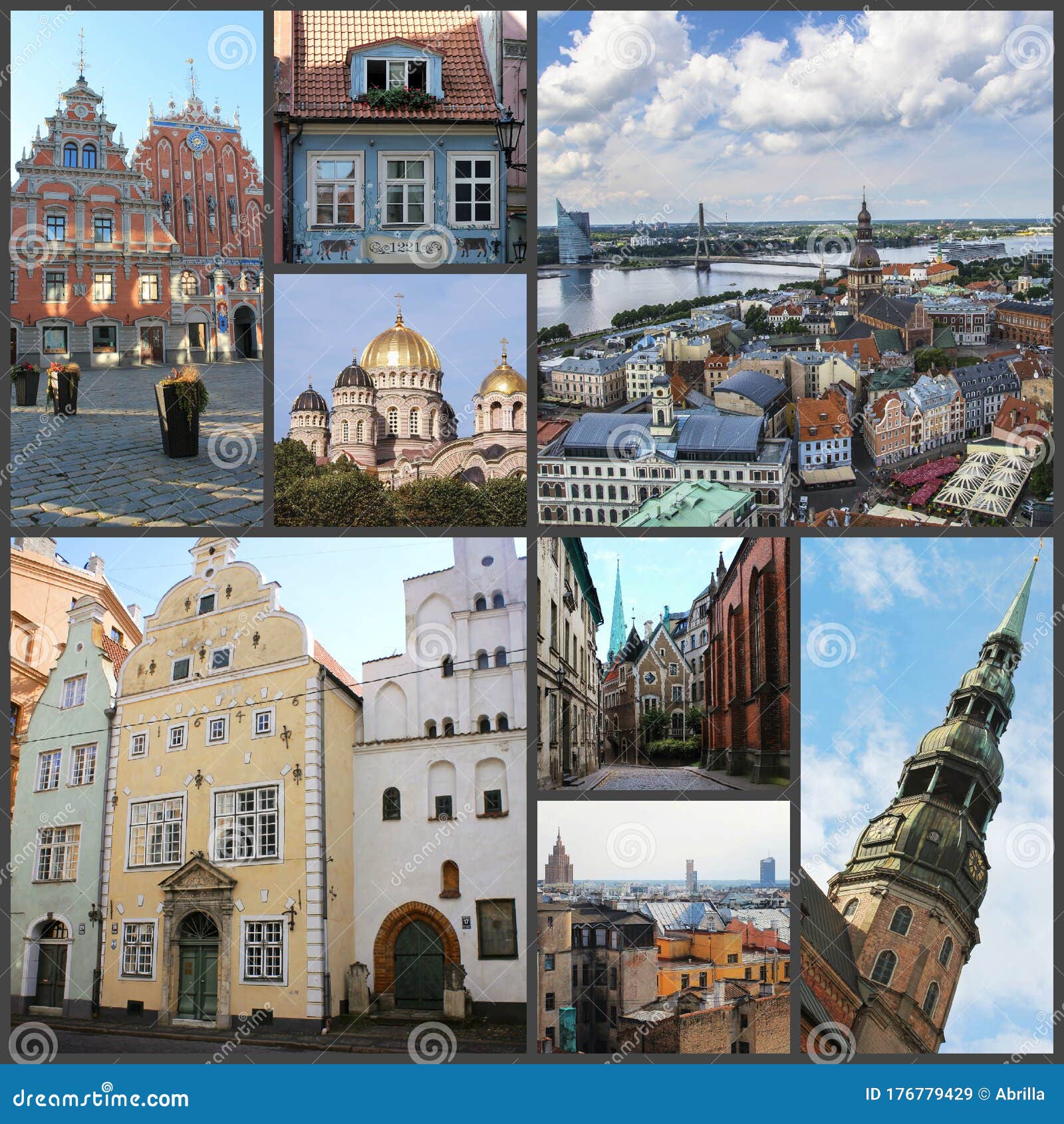 Beautiful Riga, Latvia, Views of the Old City, Collage Stock Image ...