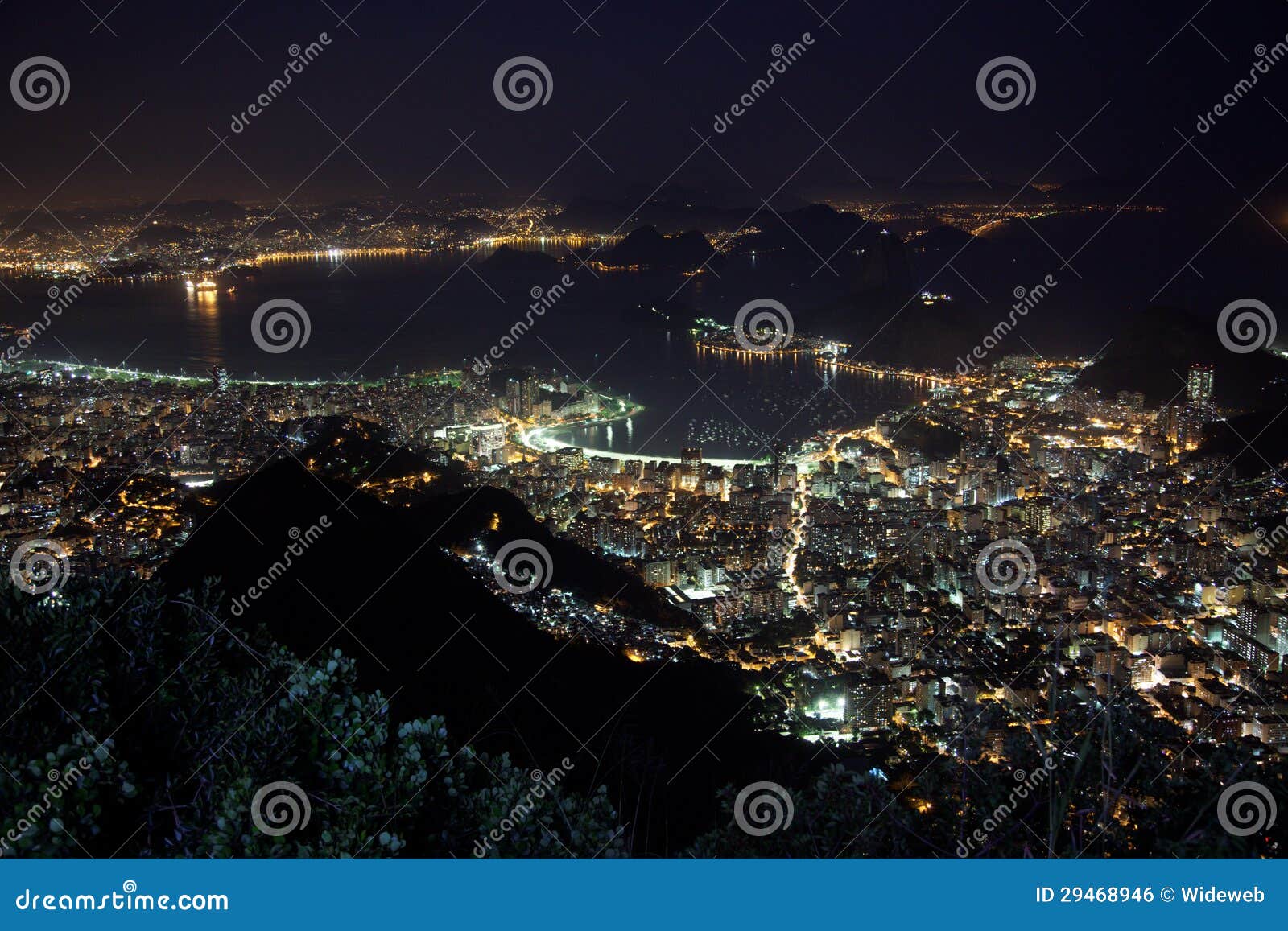 Beautiful Rio De Janeiro at Night Brazil Stock Photo - Image of south ...