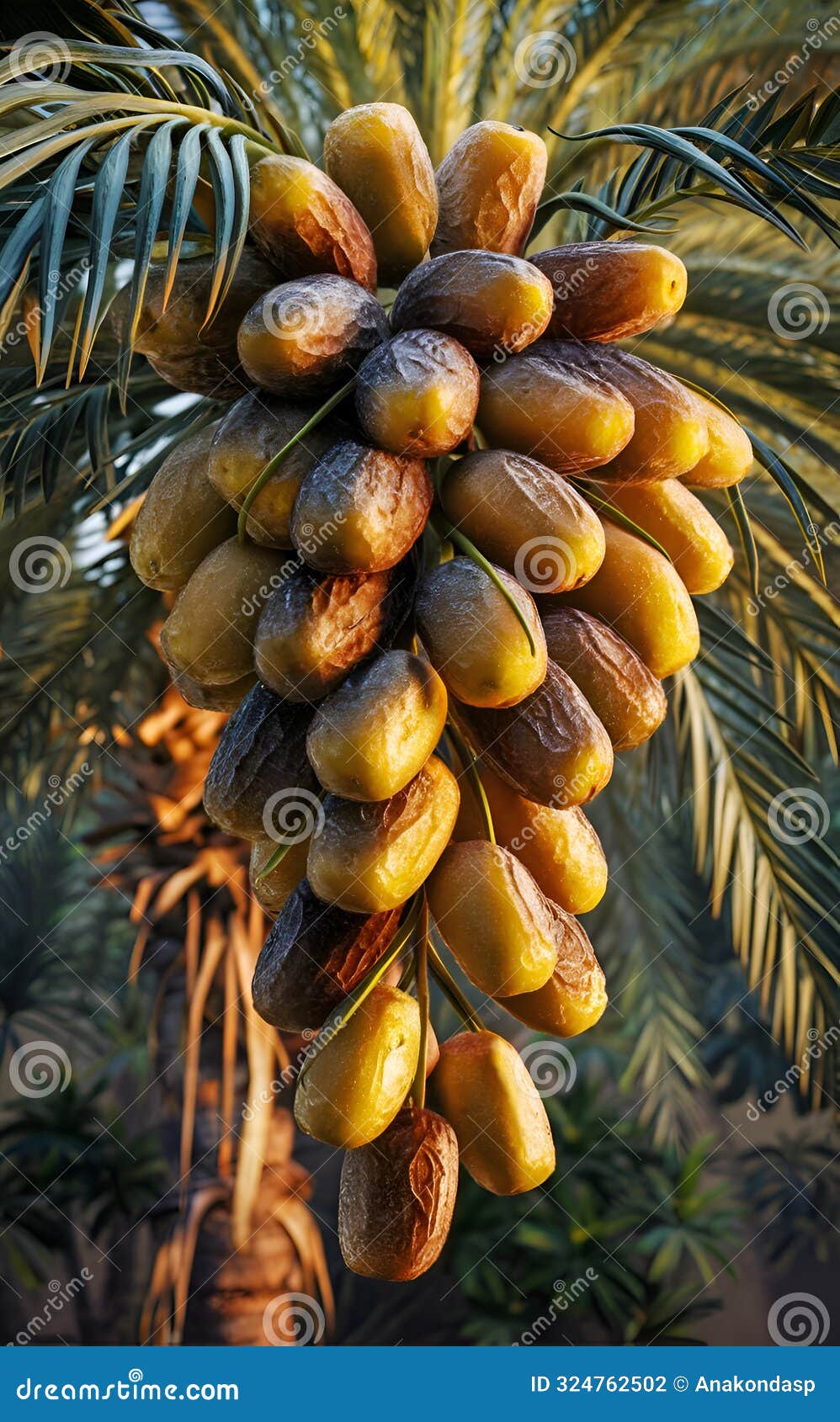 Beautiful Ripe Dates Hanging on Date Palm. Close Up Stock Illustration ...