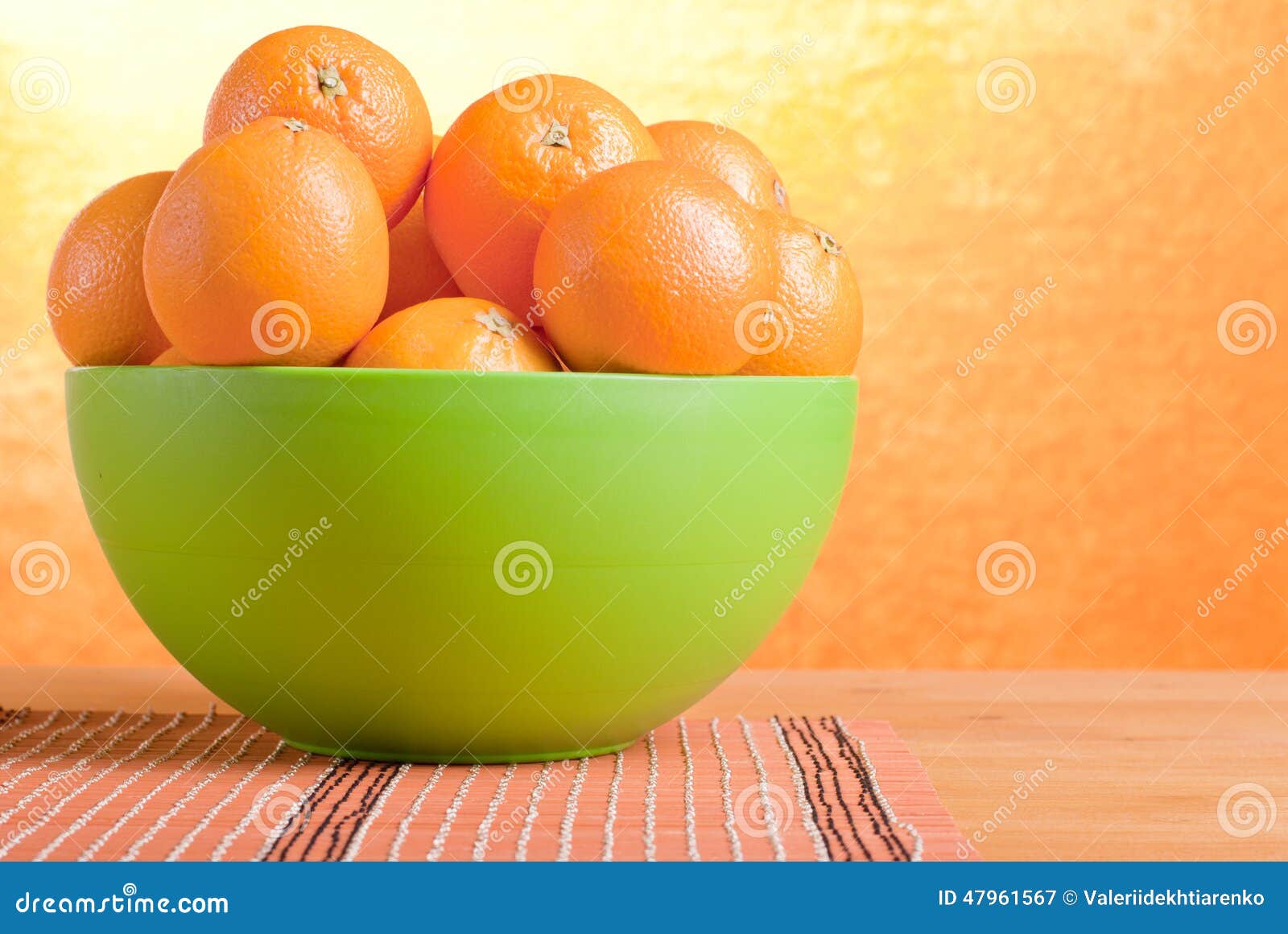 Beautiful Ripe Oranges on the Table and a Yellow Orange Background ...